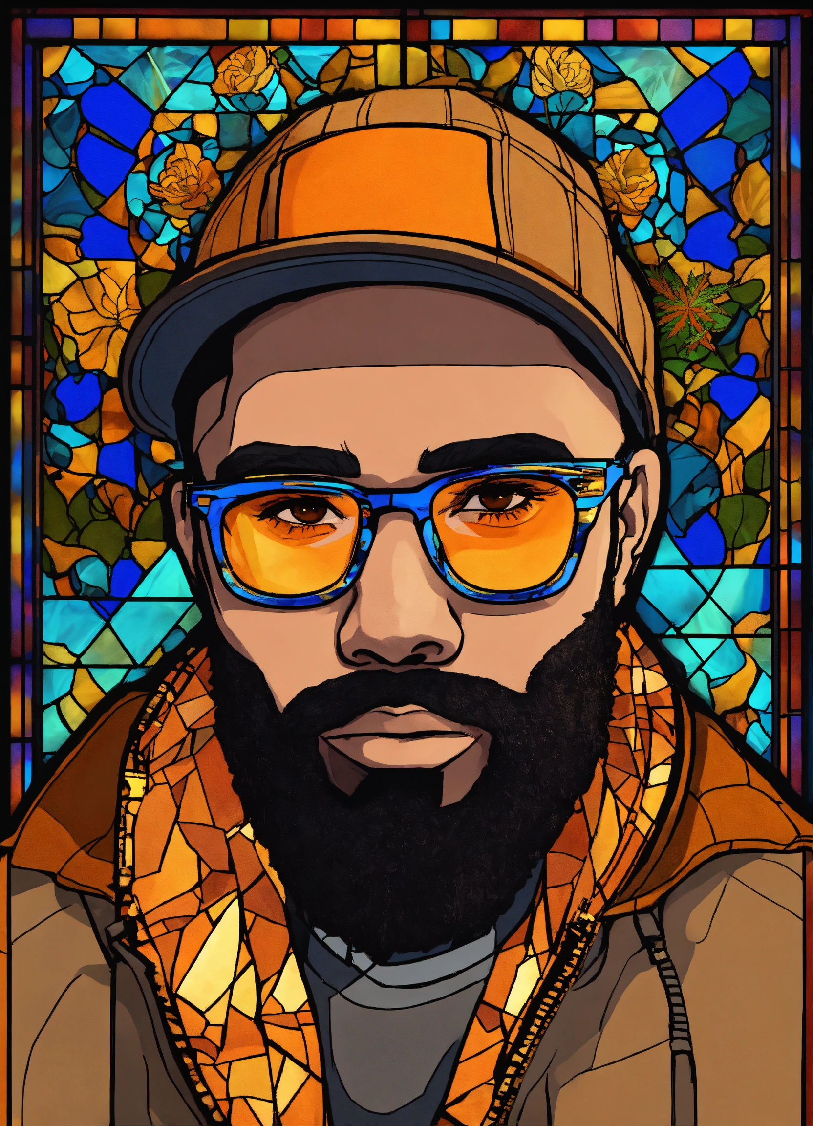 Lexica - HD, 4K, Background is a stained glass with images in the ...