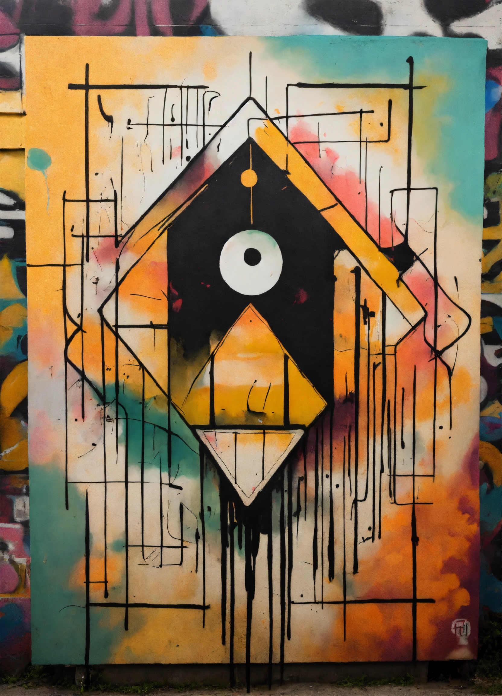 Lexica - Create the outline of a symbol of worry, painted with a few ...