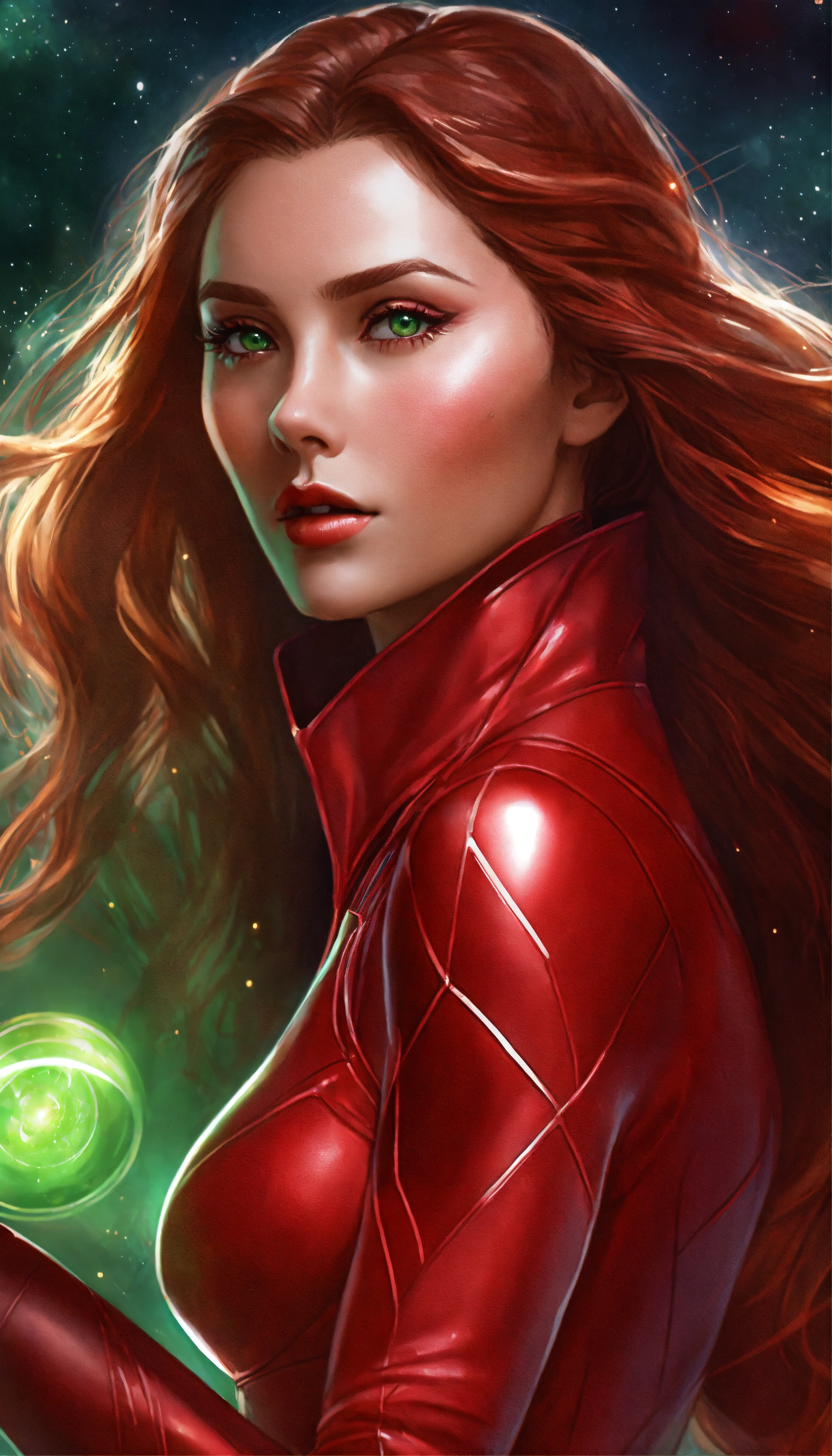 Lexica - Concept art of the scarlet witch in an all red outfit, outer ...