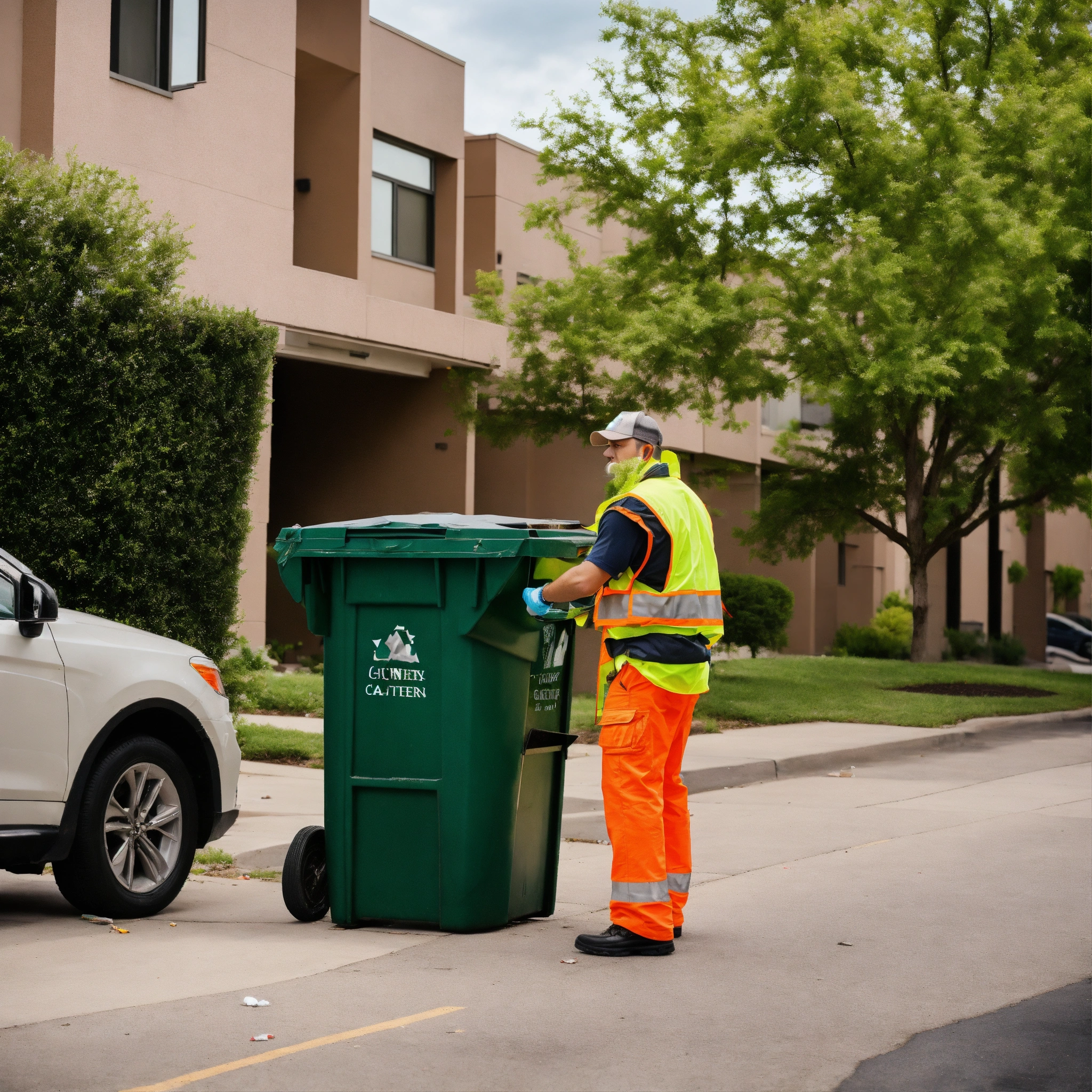 Lexica - A photo of a man in a high-visibility vest taking out the ...
