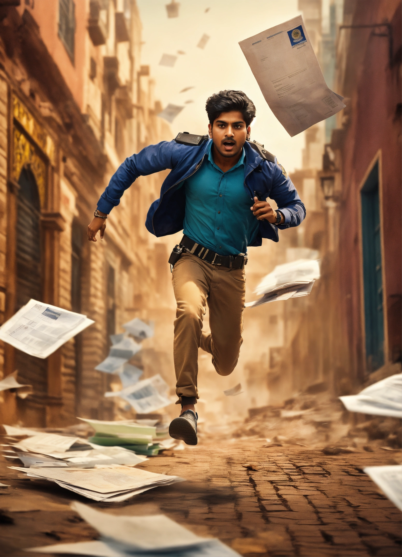 Lexica - An image an indian youth thief running away from police ...