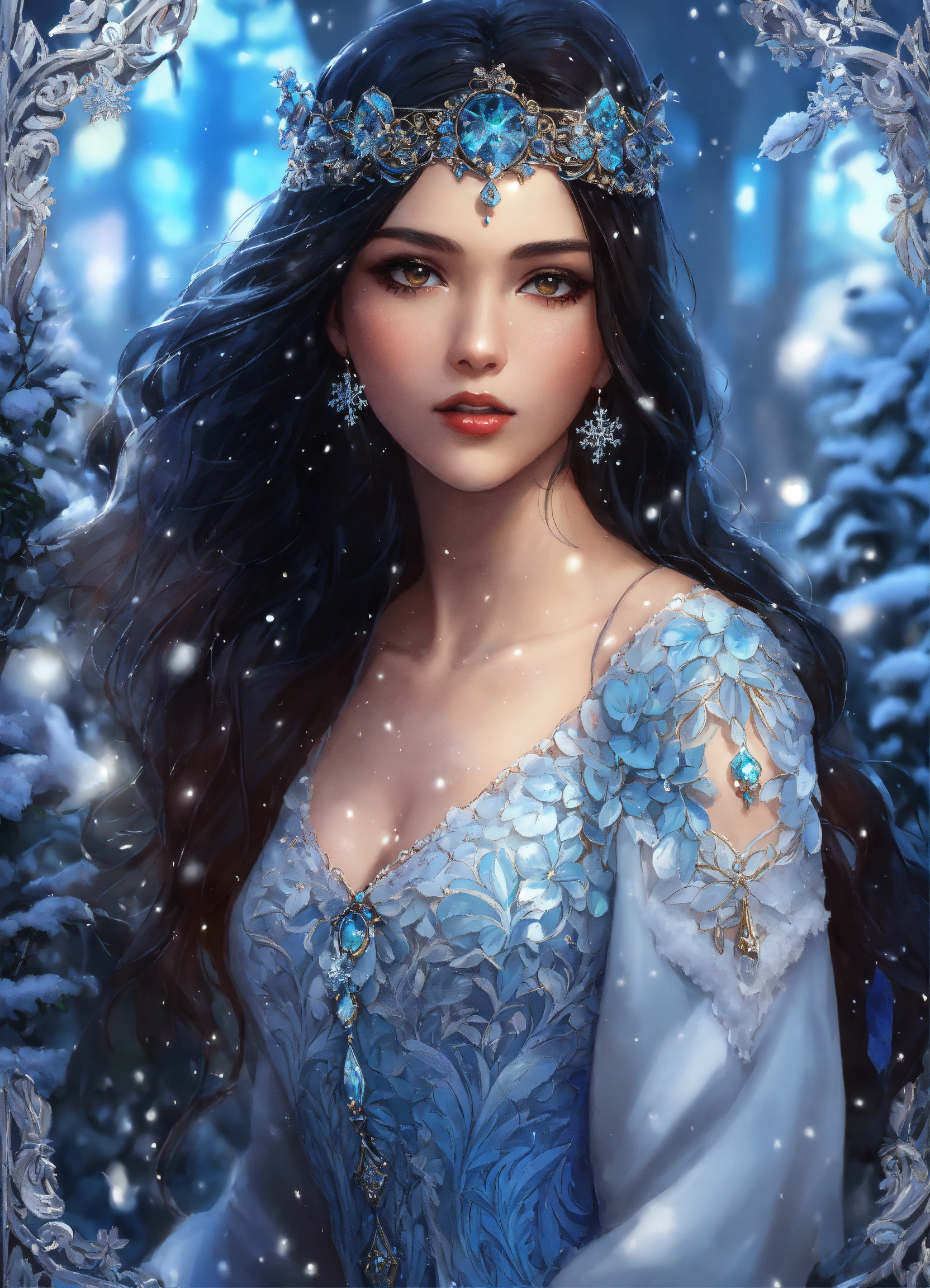 Lexica - Beautiful girl in the style of winter ,goddess of winter ...