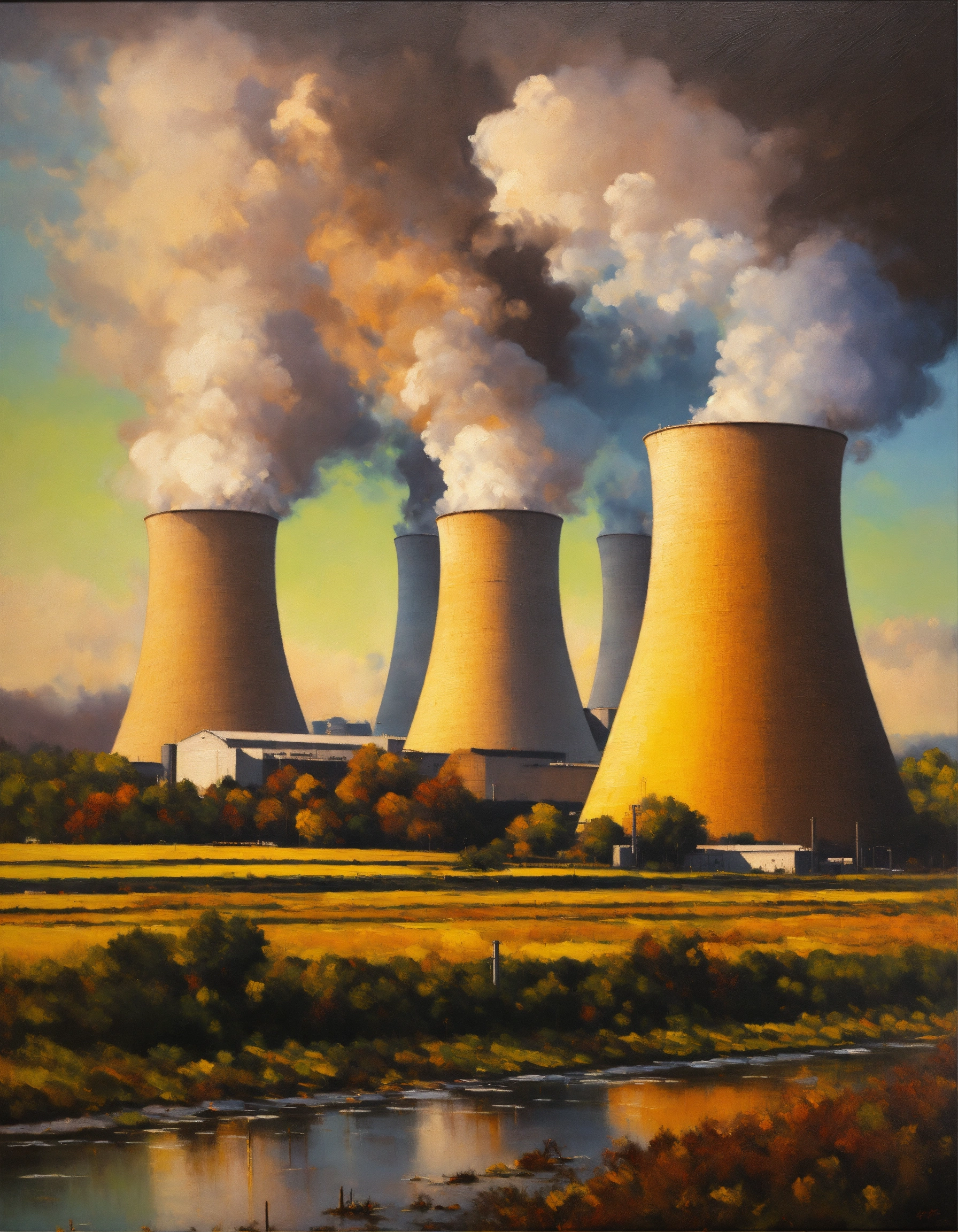 Lexica - Nuclear power plant Oil painting