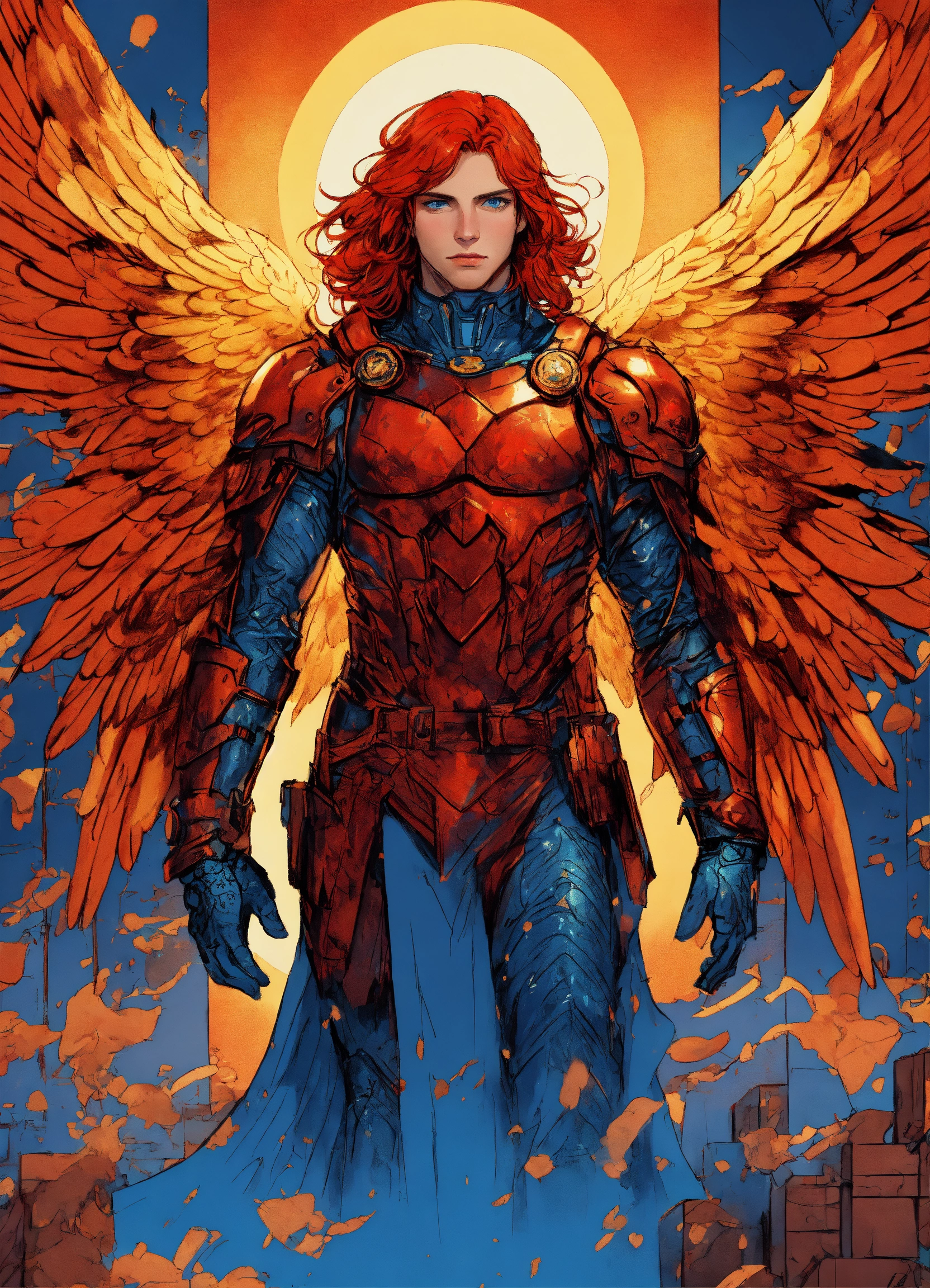 Lexica - Pop Art, mysterious beautiful Red-haired male angel, large ...