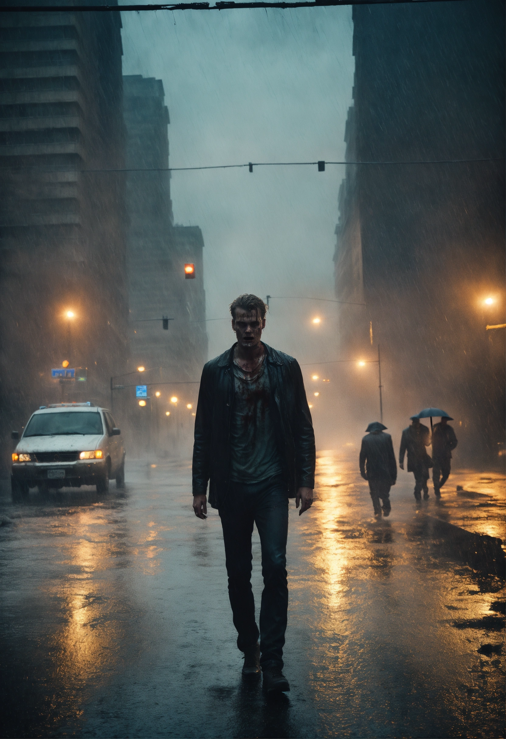 Lexica - Beautiful tall man, kinnaman, apocalypse, dark, walk, city ...