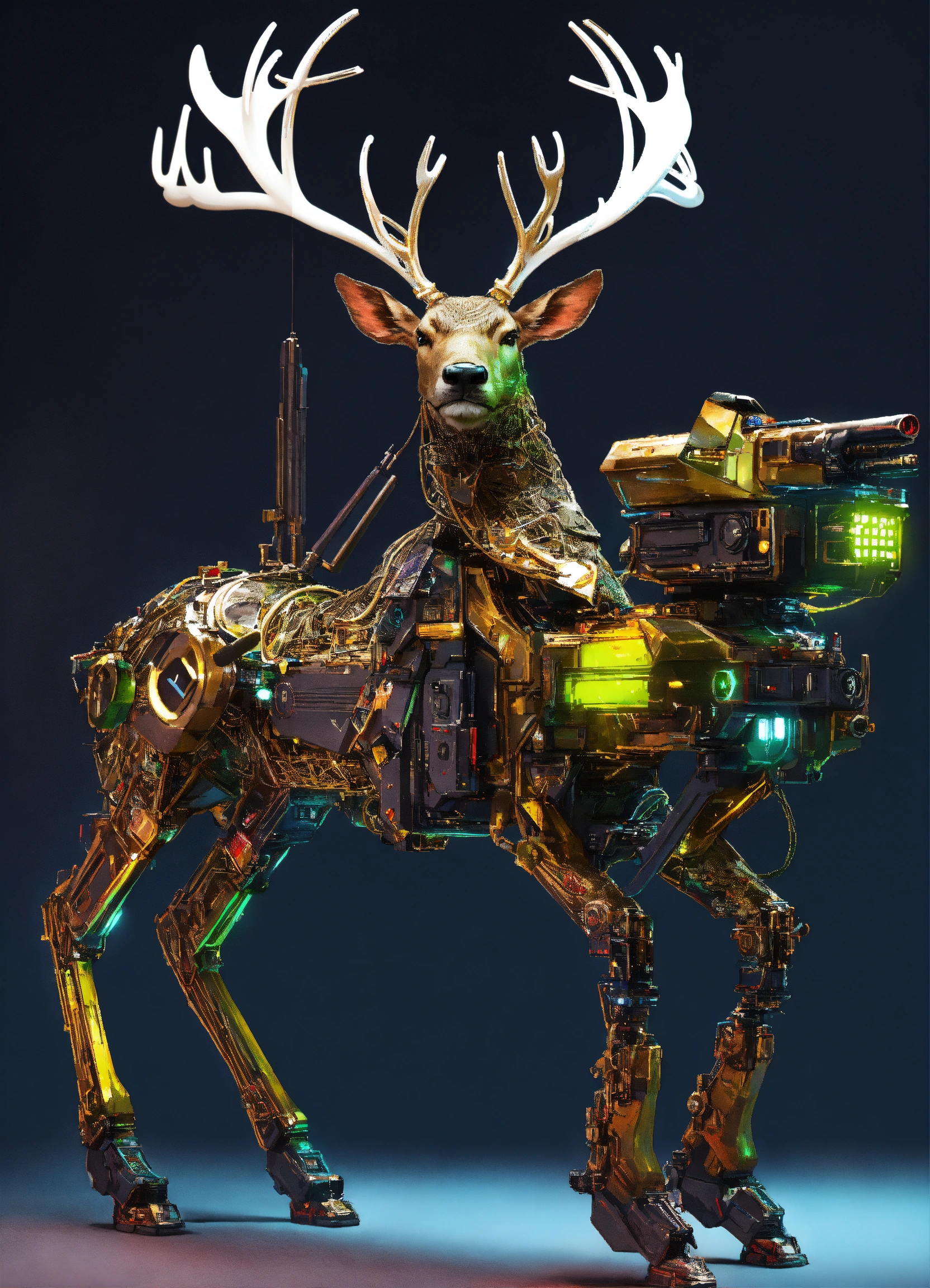 Lexica - Cyber punk reindeer armed with metallic ballista