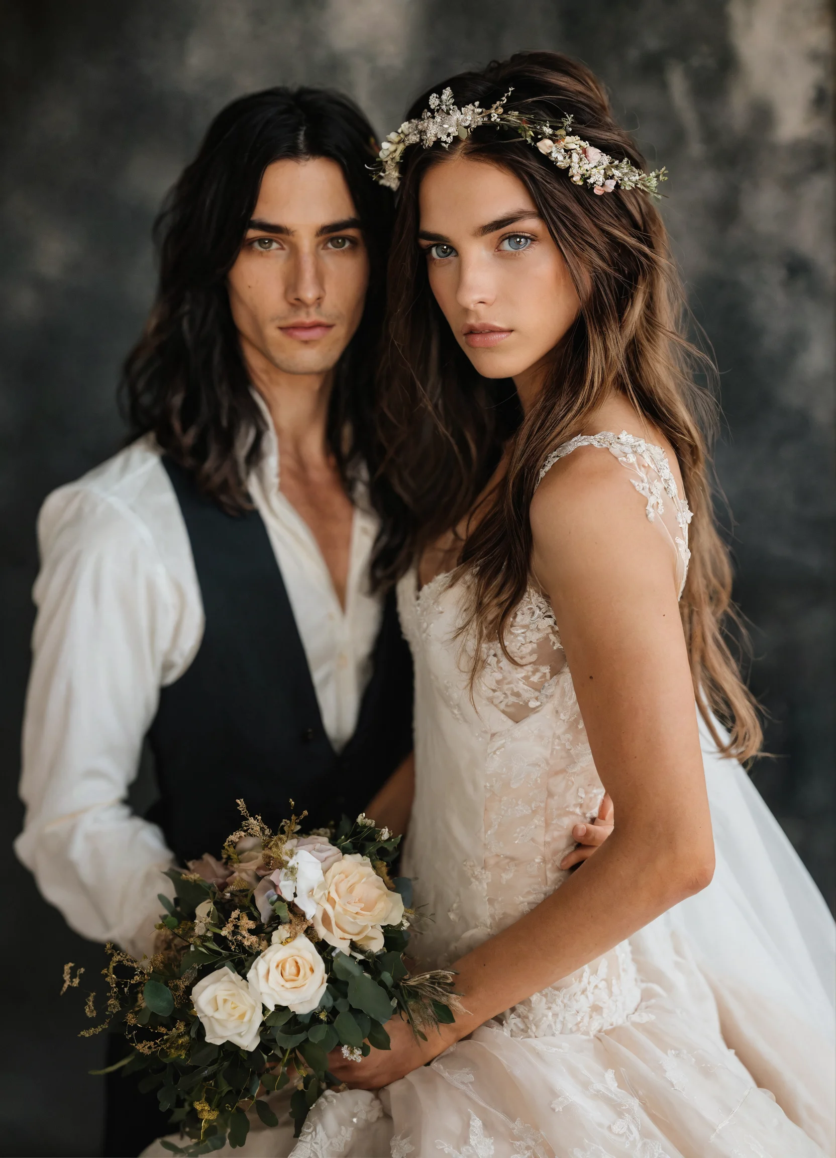 Lexica - Androgynous male with long light brown hair and hazel eyes ...