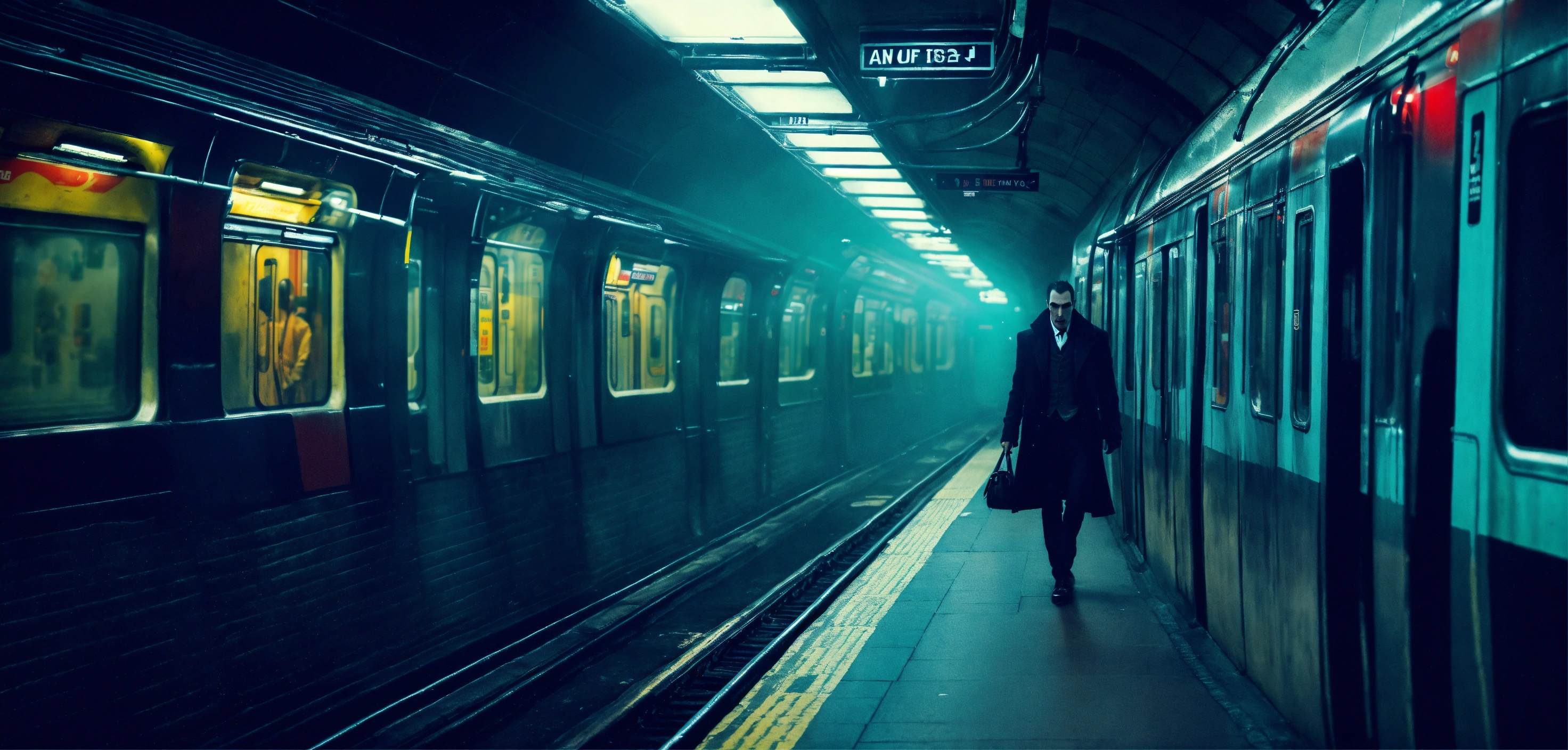 Lexica - Cinematic vampire underworld movie look, london Subway, haze ...