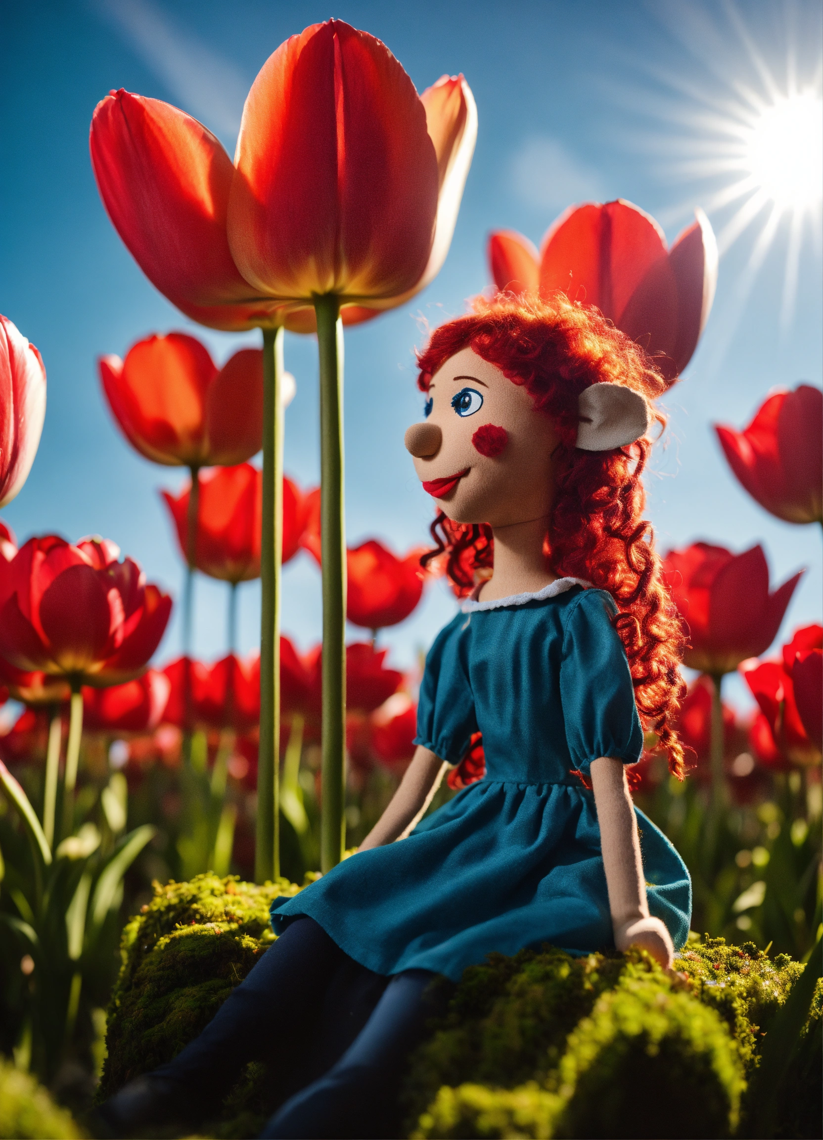 Lexica - One realistic wooden puppets, a red-haired girl, happy ...