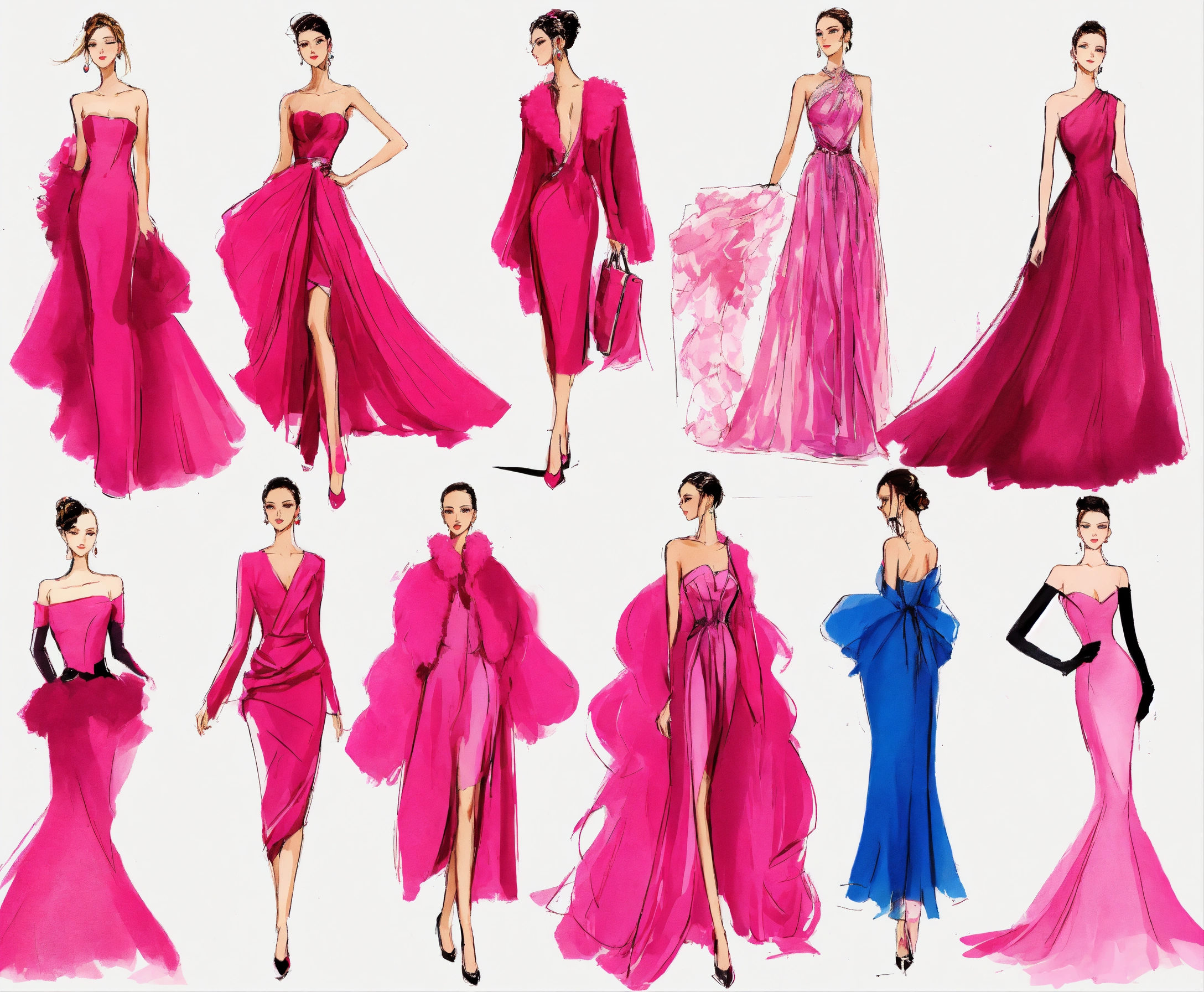 Lexica - Fashion illustrations, 12 different designs, rough sketches ...