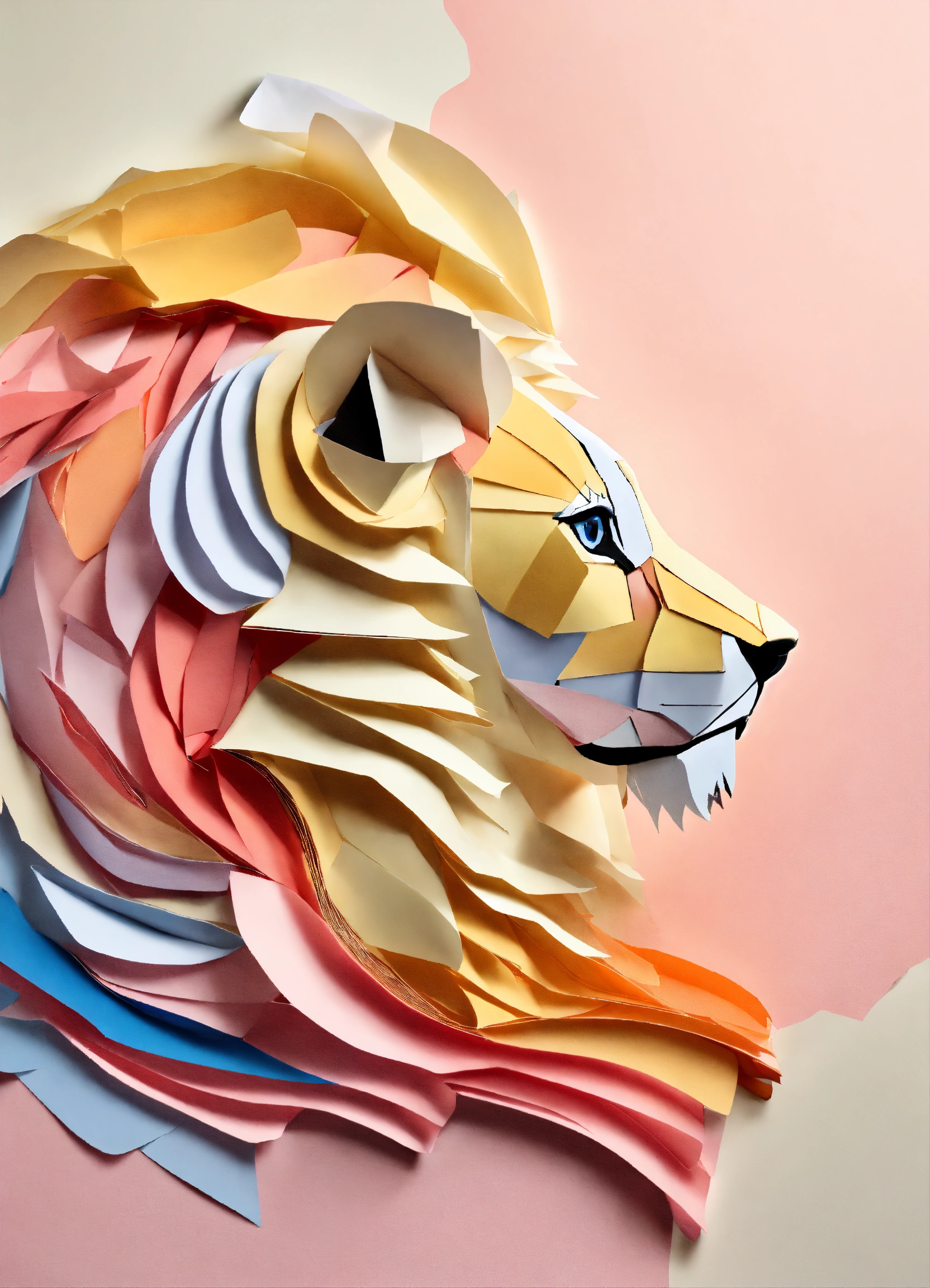 Lexica - The lion is made of fluttering sheets of paper