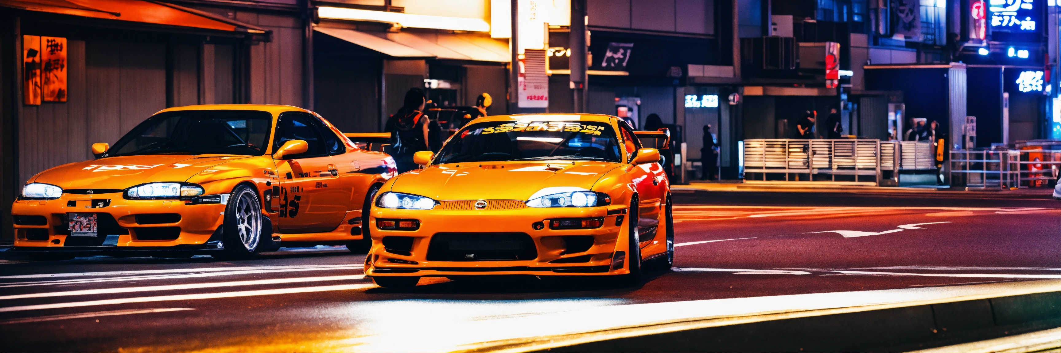 Lexica - A colorful orange Nissan Silvia S15 with a spoiler racing a ...