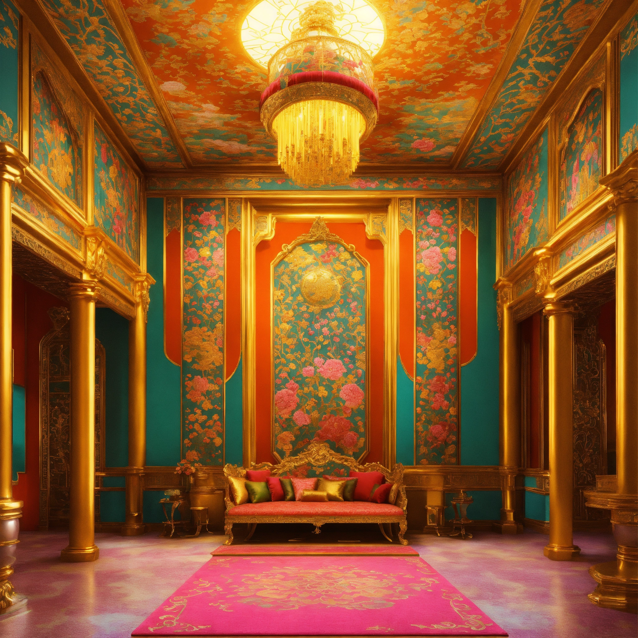 Lexica - Futuristic magnificent Chinese palace interior sitting room ...