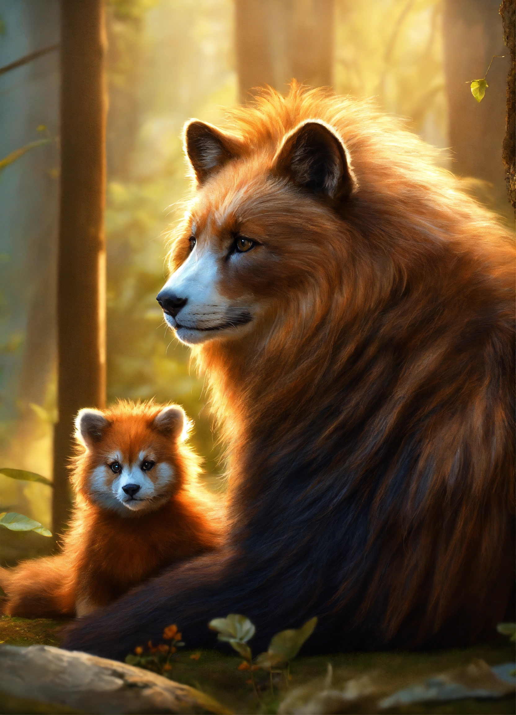 Lexica - Ultra beautiful furry creature and there baby in a beautiful ...