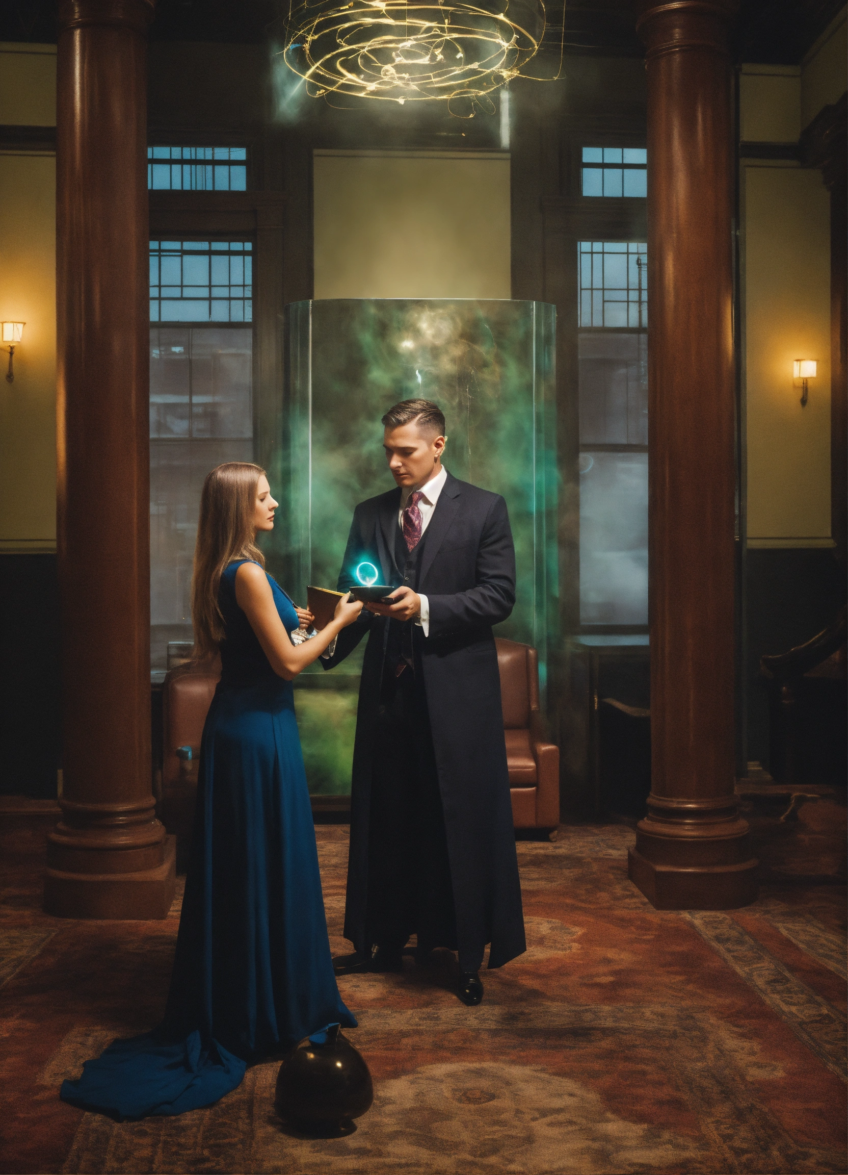 Lexica - Sorceress casting a powerful hypnosis spell on a modern bank ...