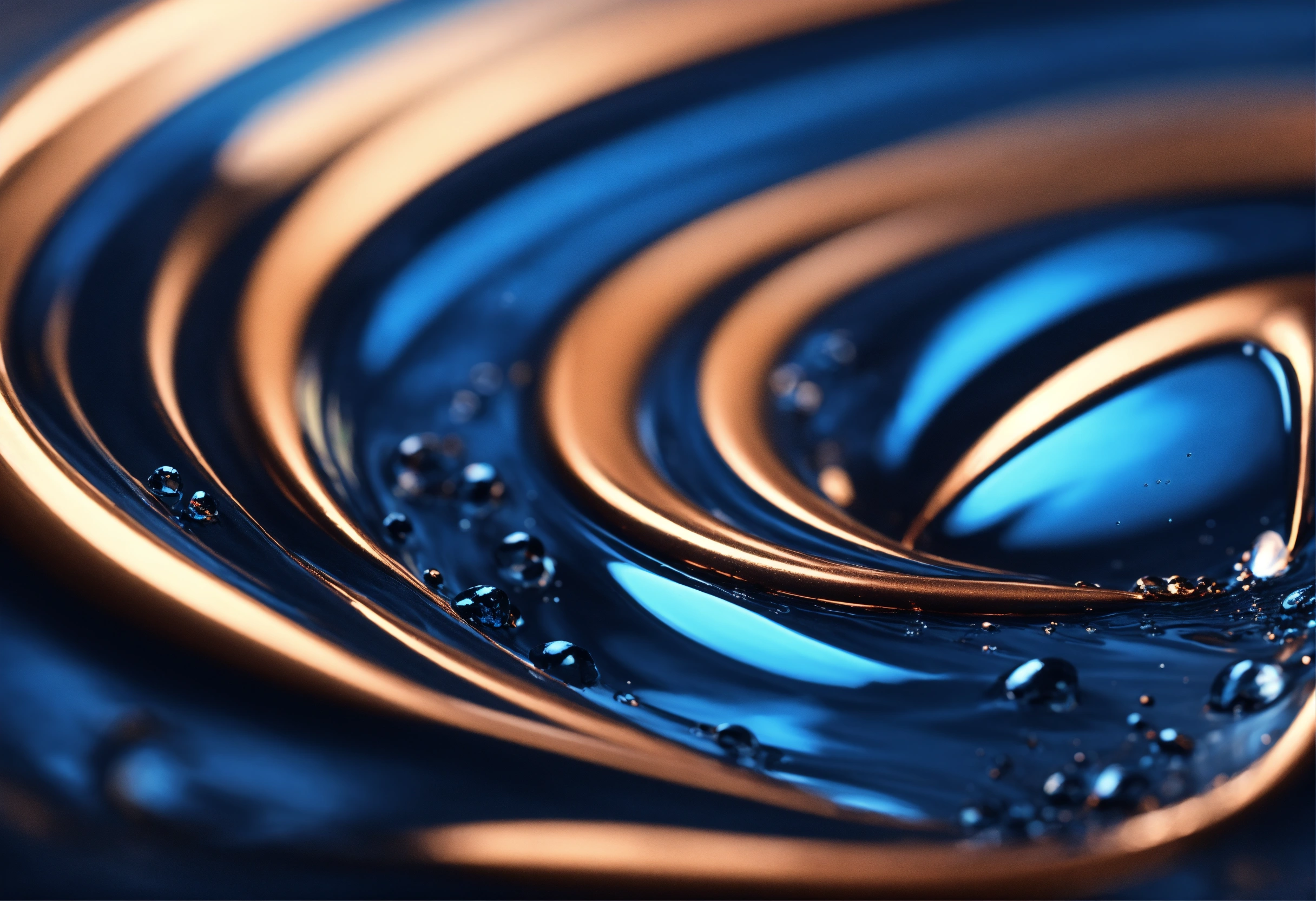 Lexica - Luxury water splash of dark blue, add shimmering copper, high ...