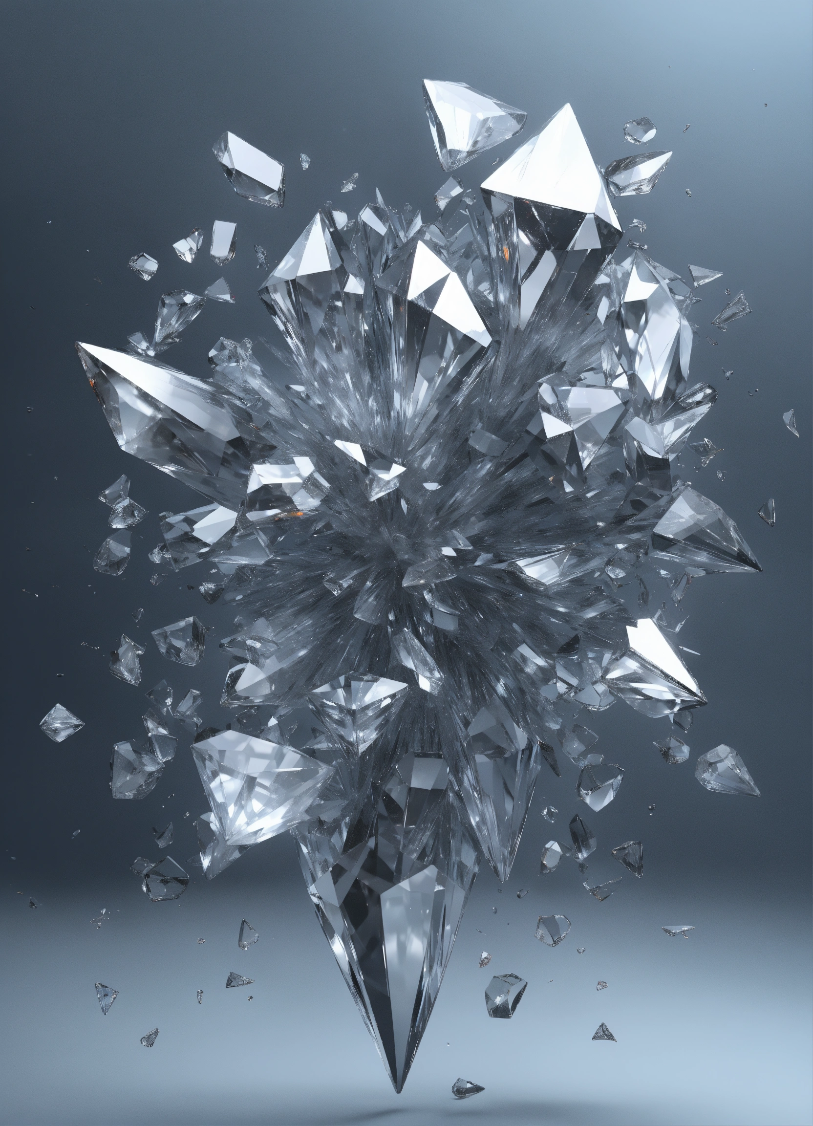 Lexica - Multiple separate shattered crystal pieces floating in the air ...