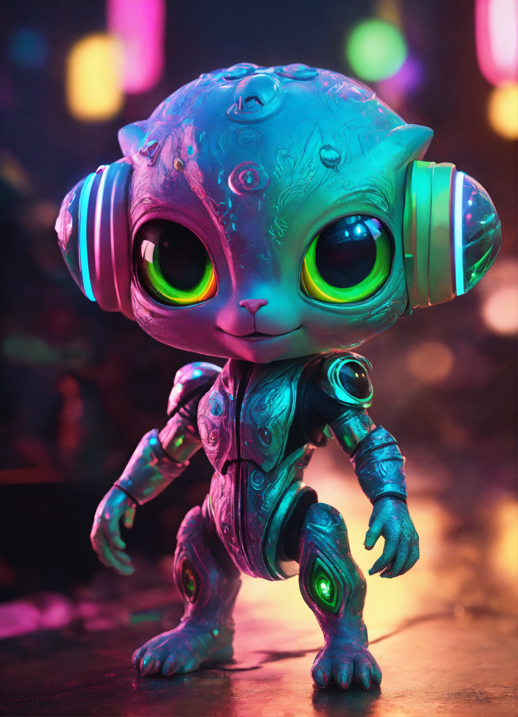 Lexica - Gelly cute adorable alien monster, full-body, neon glow colors ...