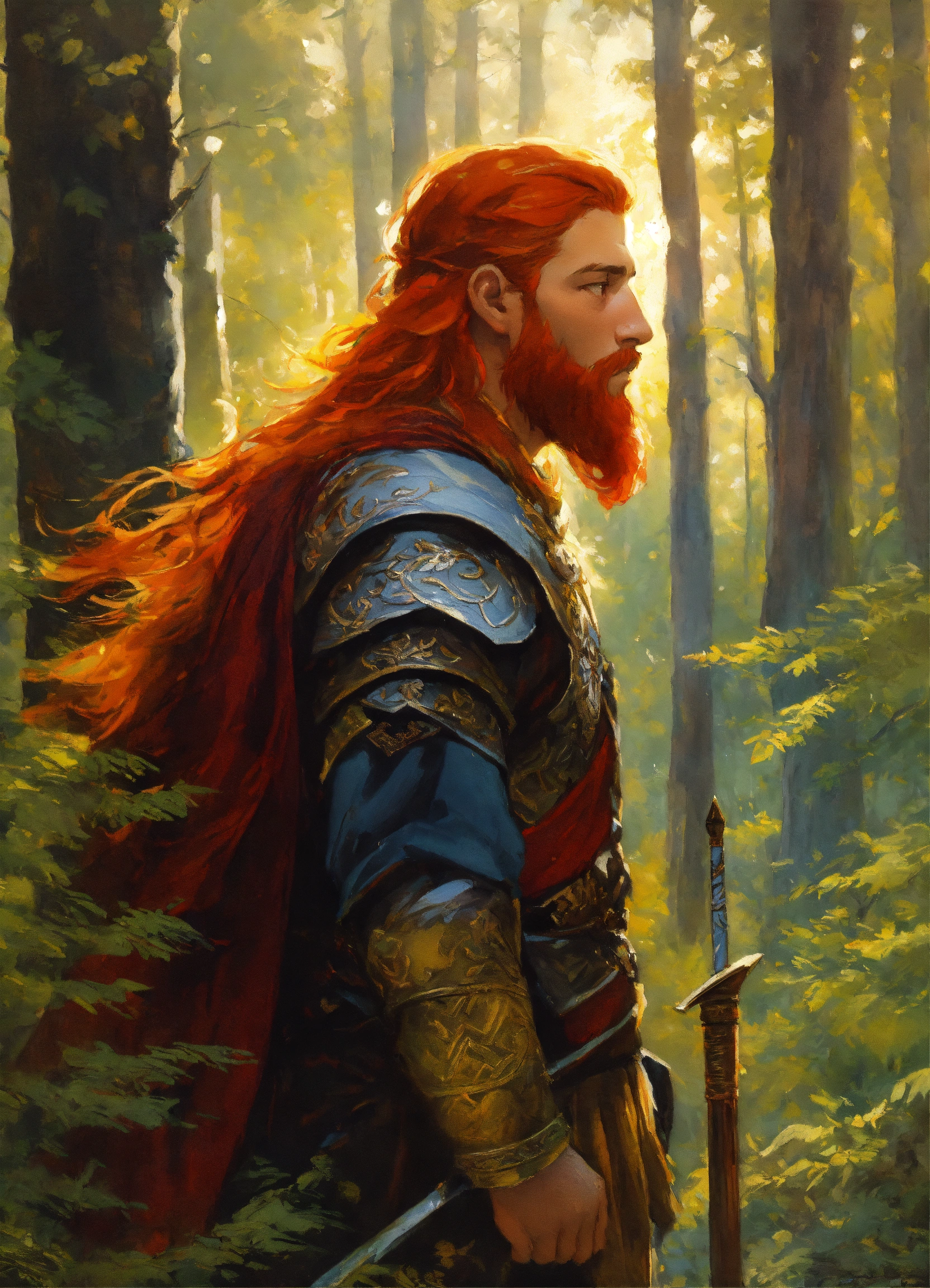 Lexica - Warrior red head man, woolen torso in viking clothes, walking ...