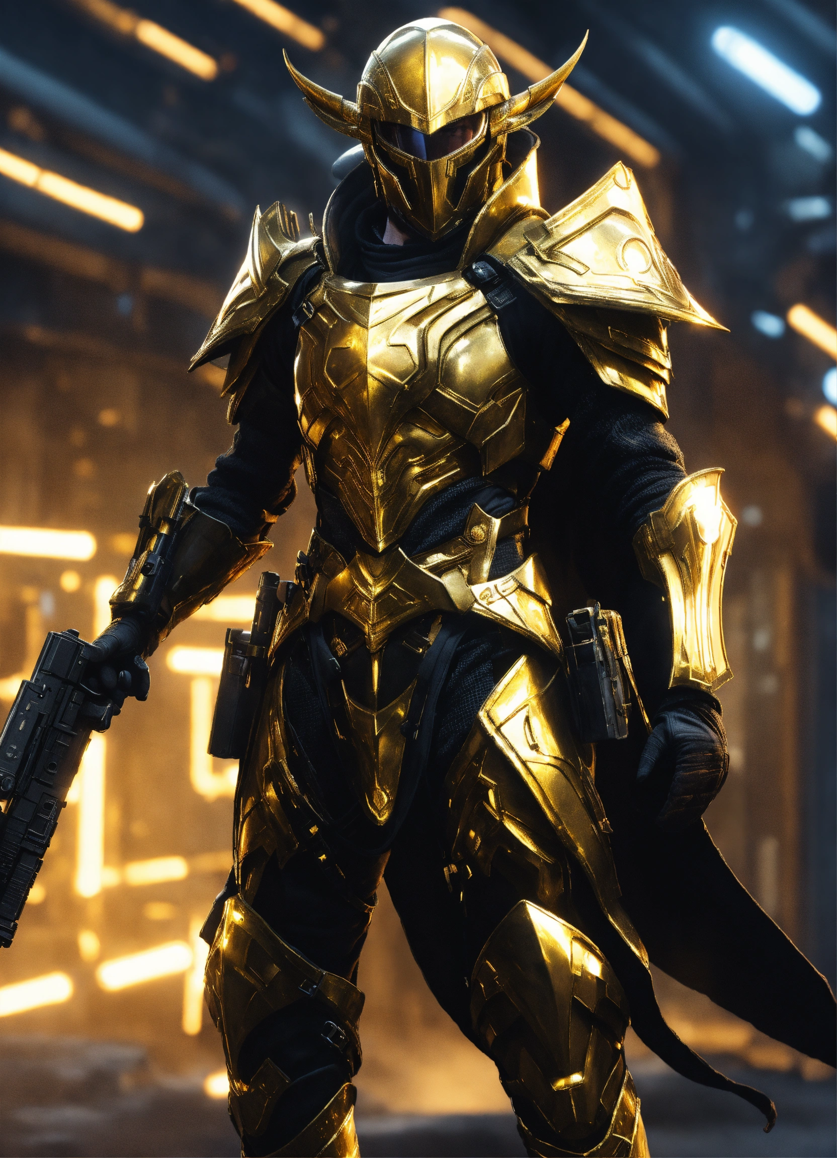 Lexica - Full body of a high elf sci fi soldier wearing heavy sci fi ...