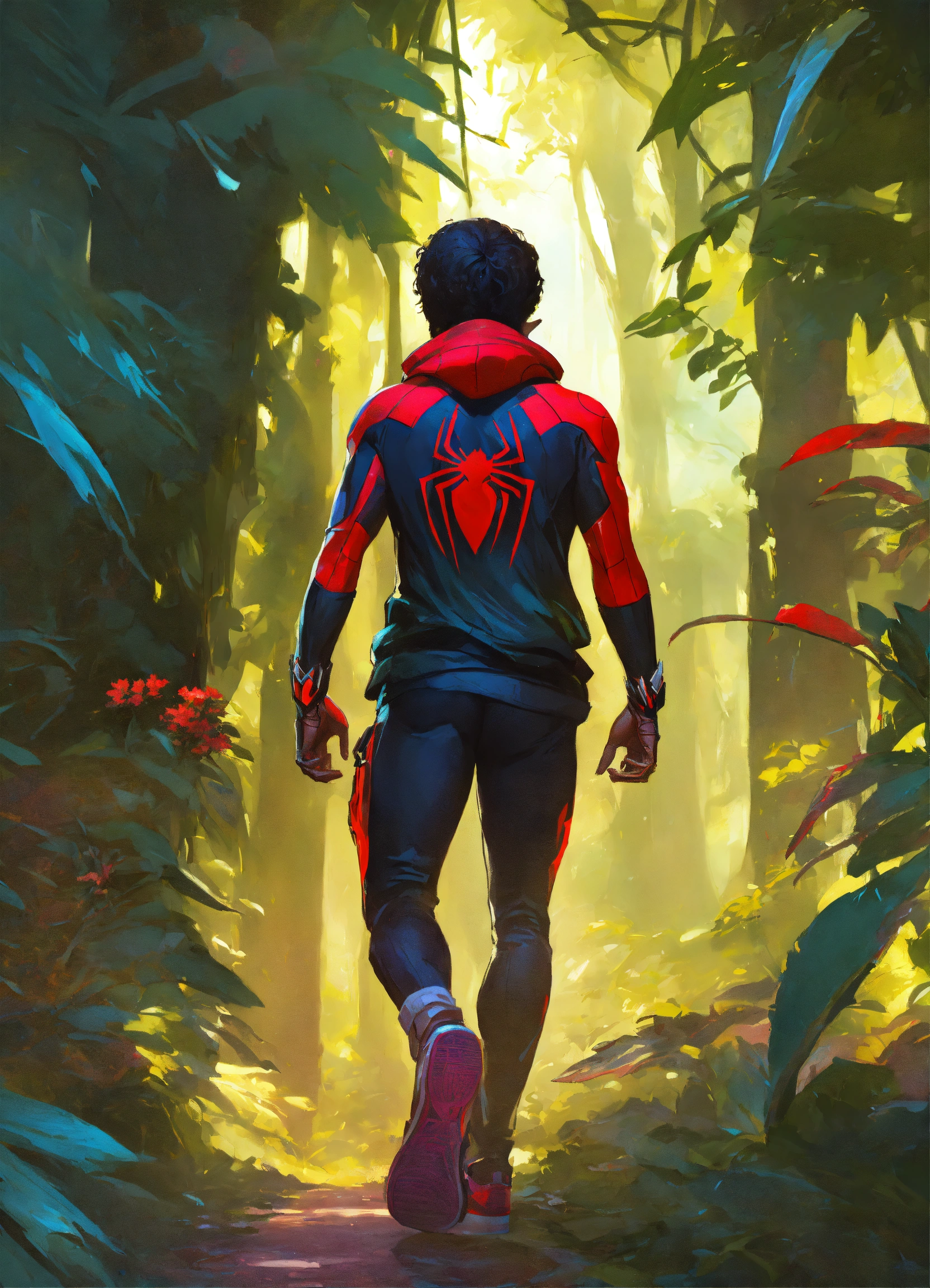 Lexica - Anime version of miles morales visual magical forest, stunning ...