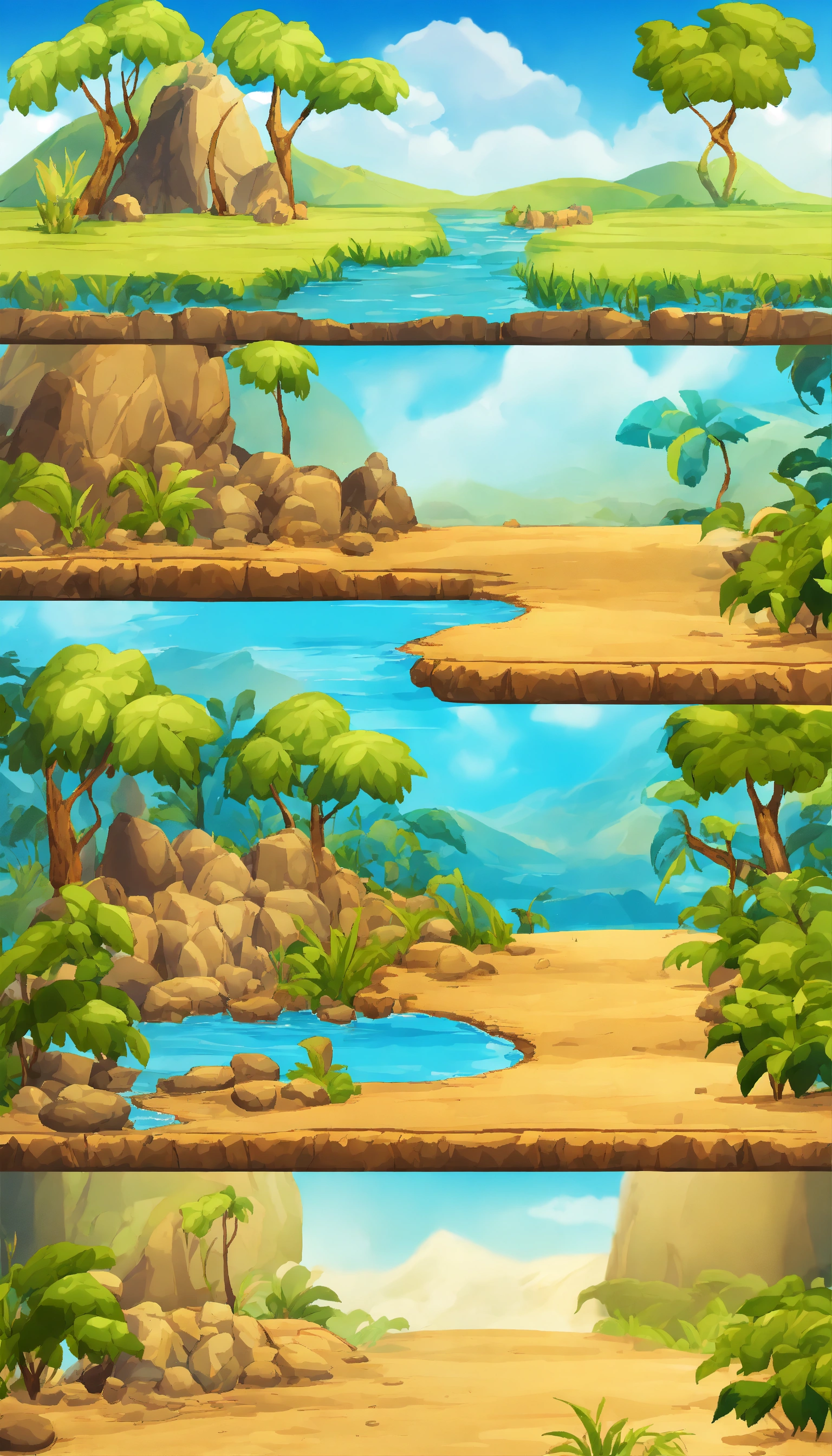 Lexica - 2d mobile platform game background with different terrains ...