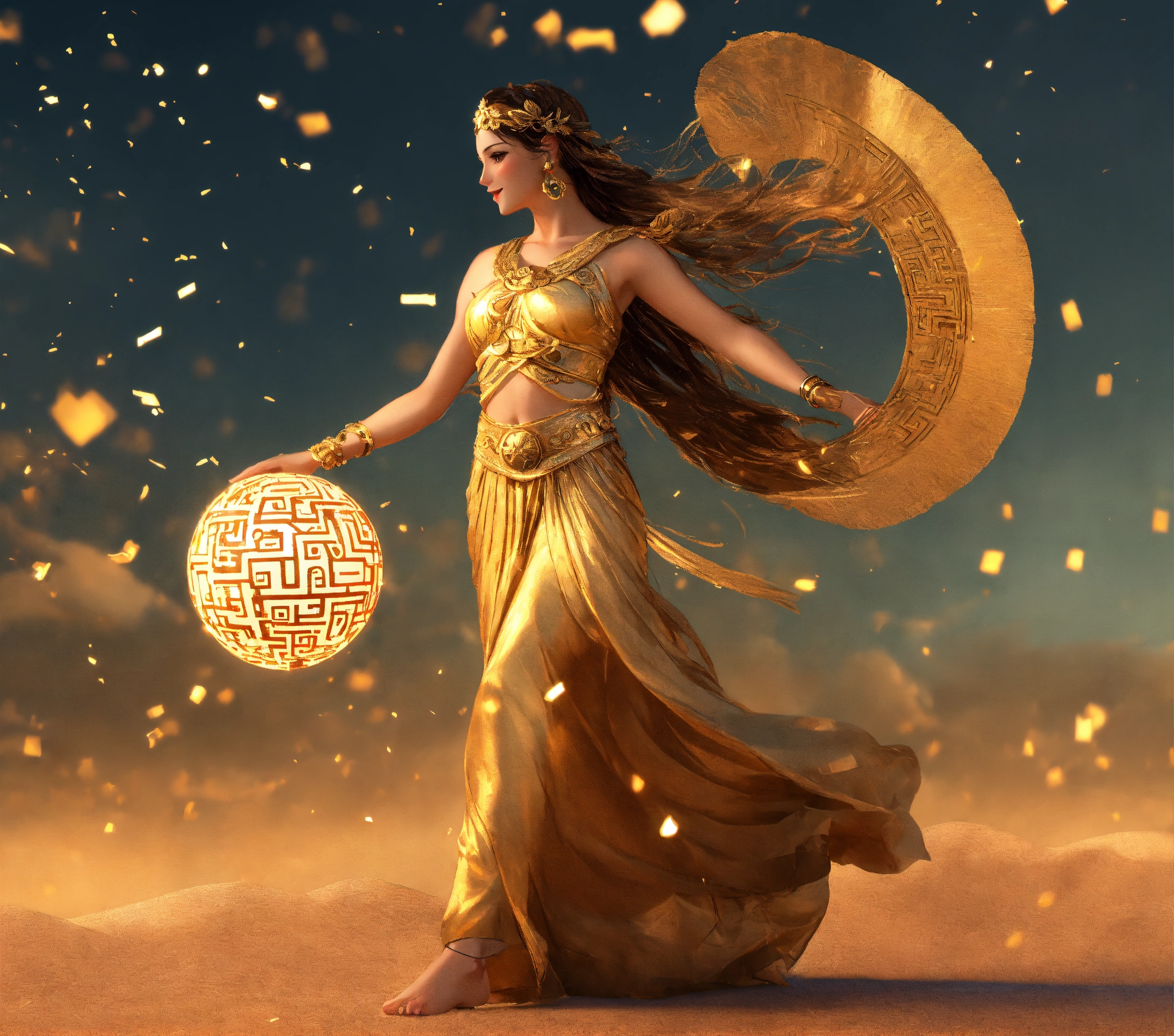 Lexica - Please design a Greek goddess dancing with a ball of COMPUTER ...