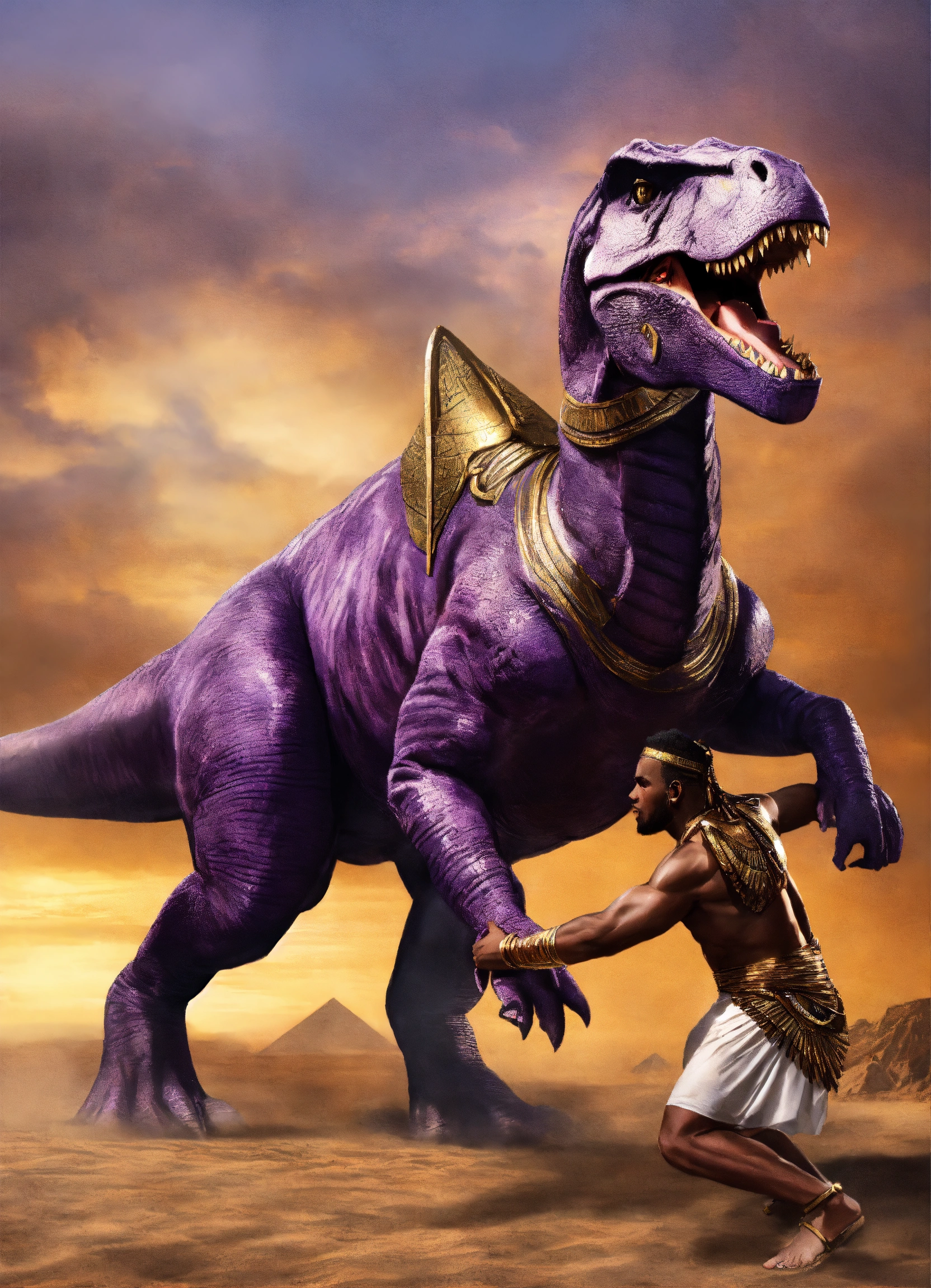 Lexica - African Egyptian Pharaoh wearing purple black & gold ...