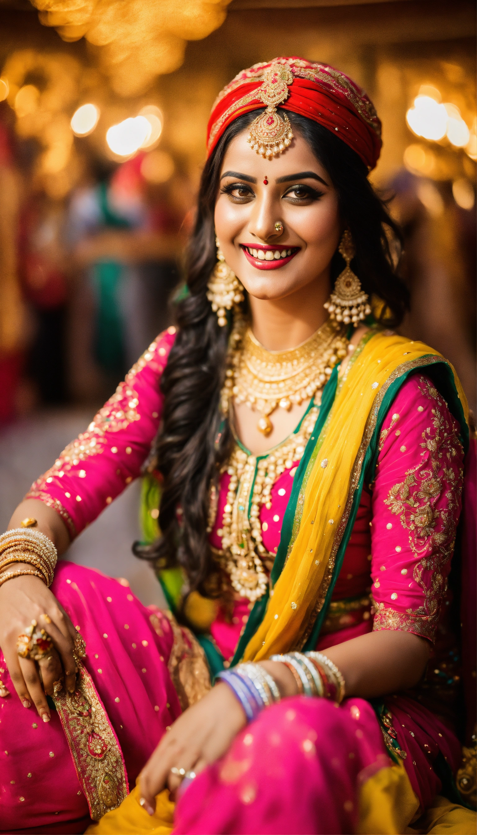 Lexica - Stunning sikh woman, performing bhangra, props in hand, turban ...