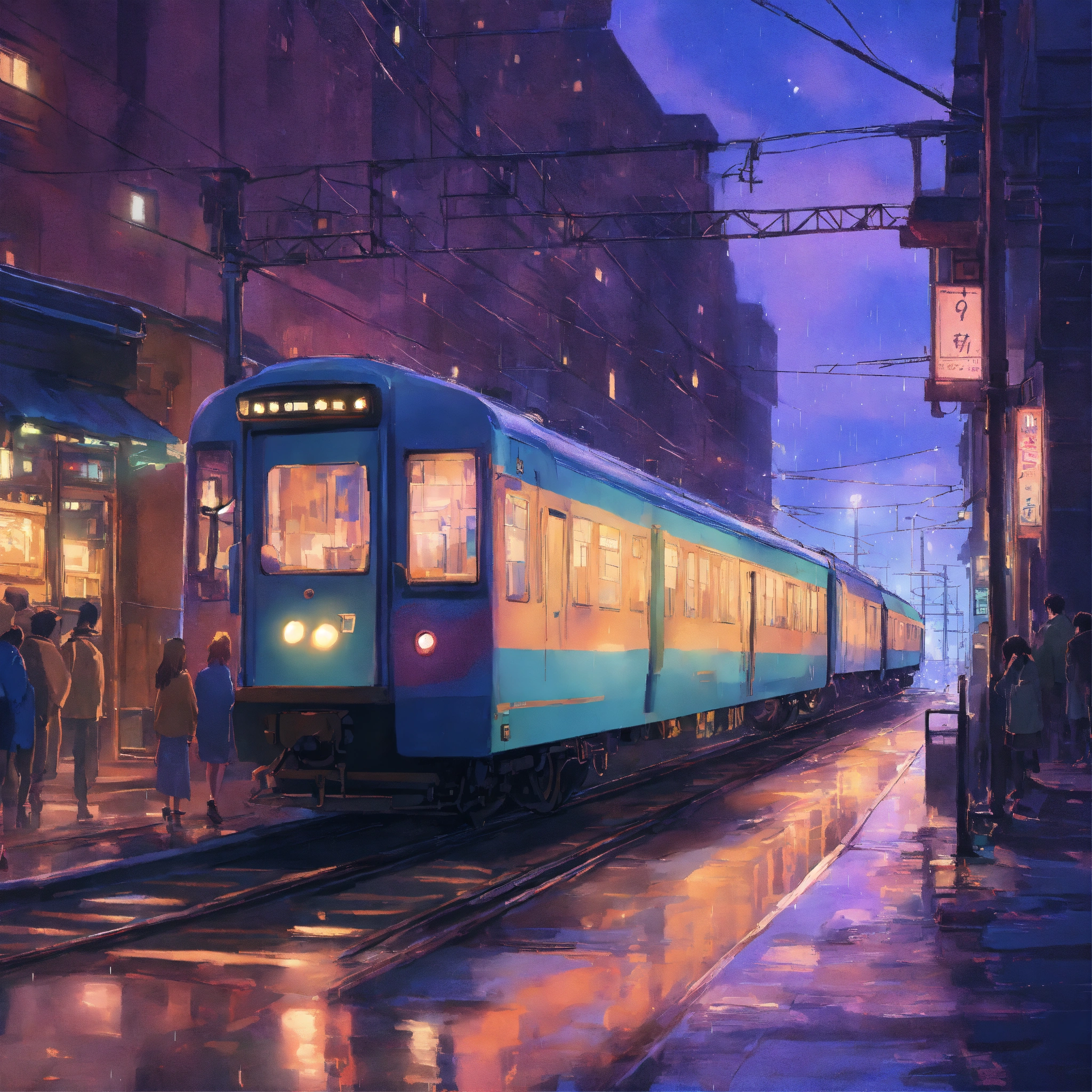 Lexica - A cozy, warm, dimly lit cityscape with a blurred image of a ...