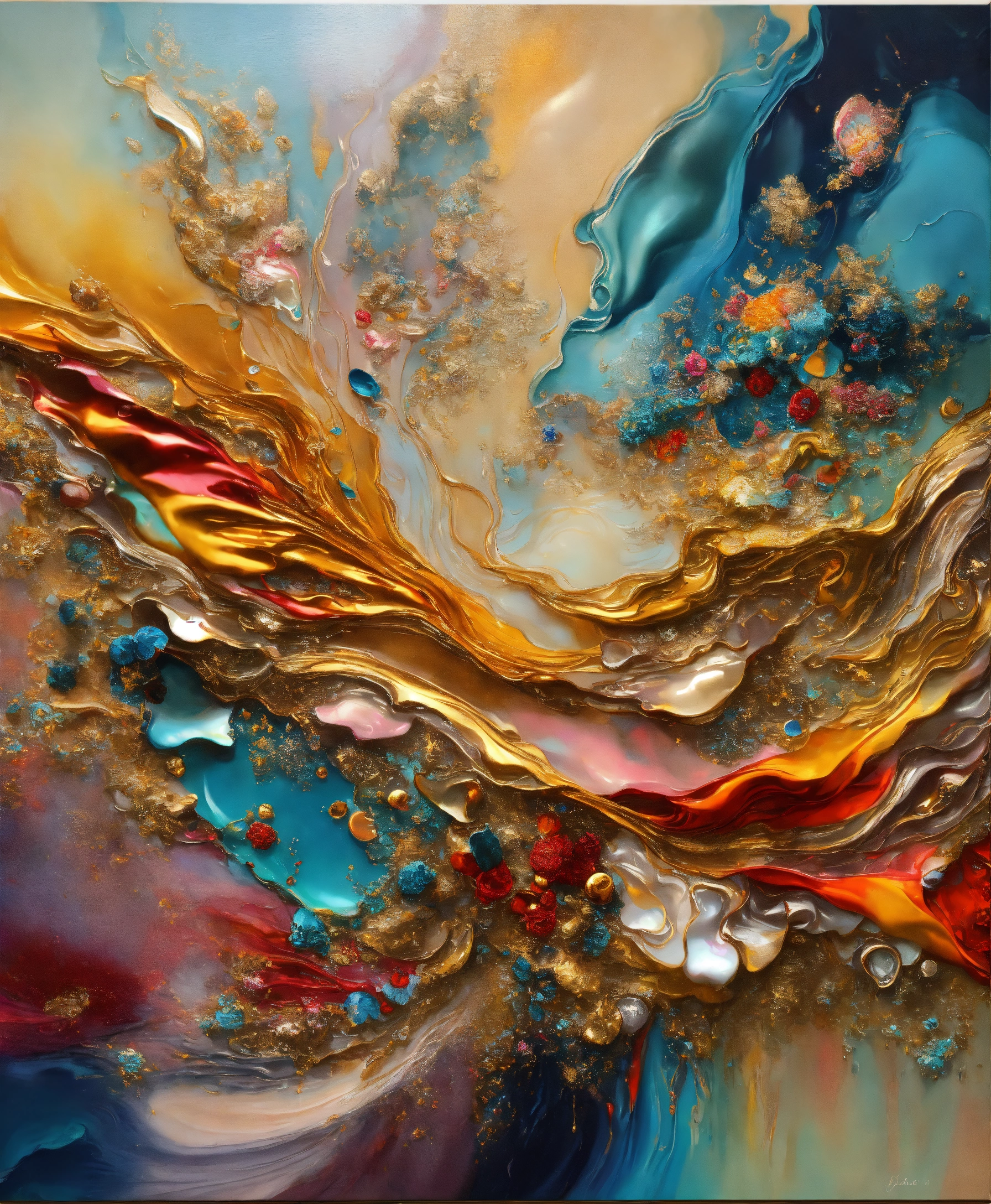Lexica - Colorful abstract painting oil and water complex complicated ...
