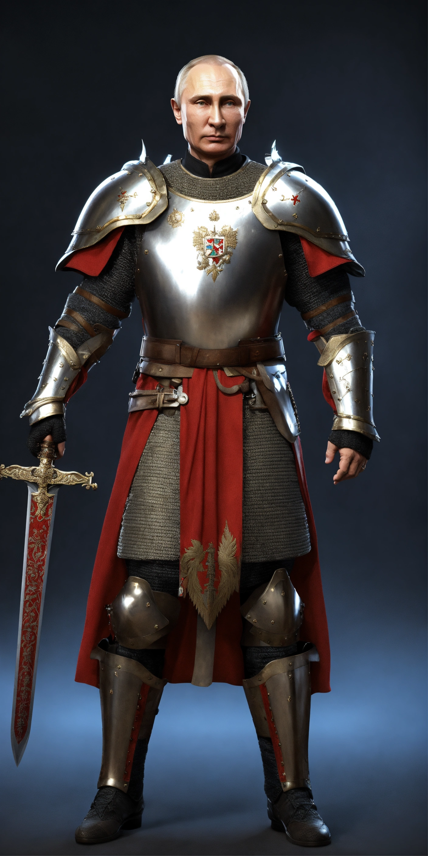 Lexica - Vladimir putin in a templar armor suit with sword in his hand ...