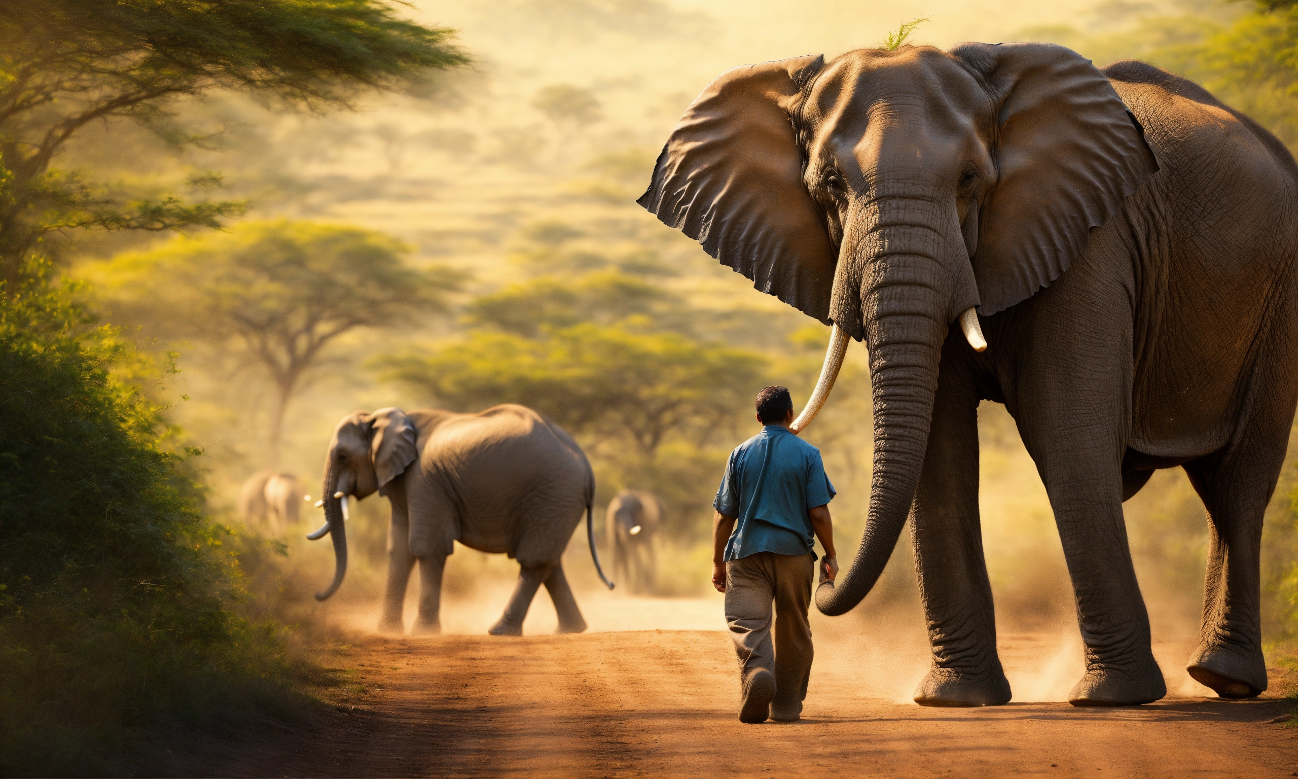 Lexica - Elephant marches, Gentle giant of the land, Strength in every step. Hyper realistic.