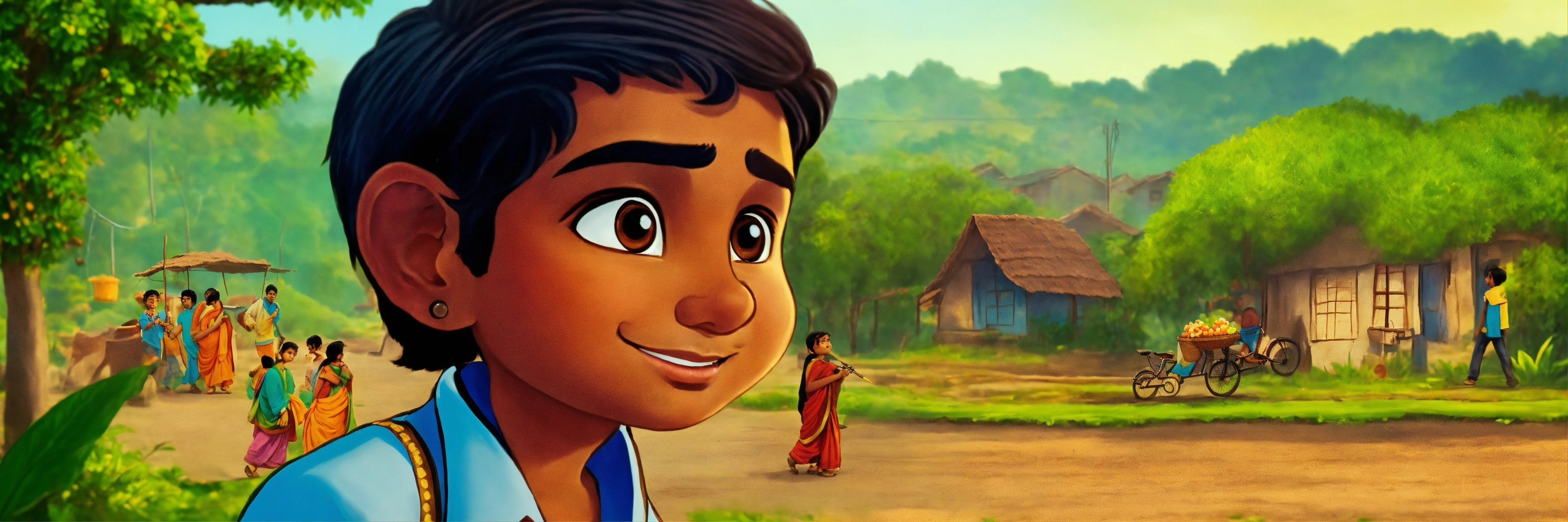 Lexica - Once upon a time, there was a small boy named Raju in a ...