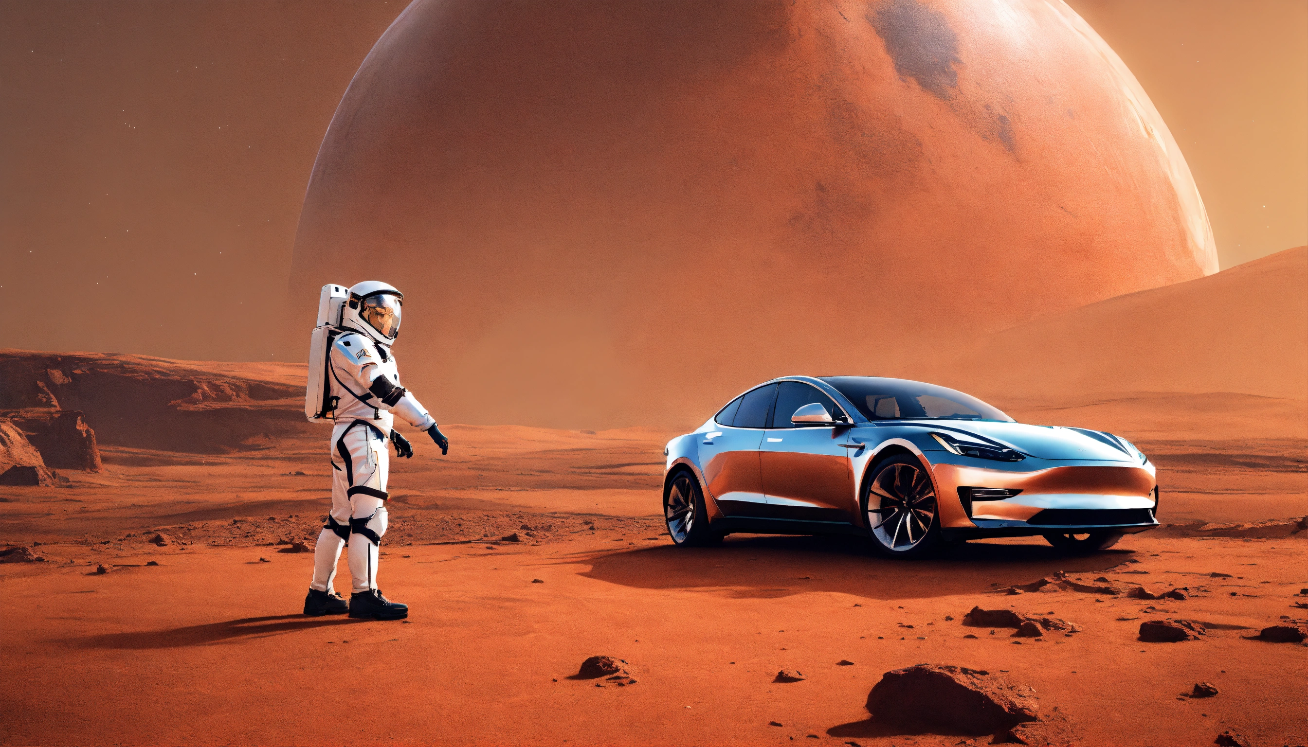 Lexica - Produce an image of Elon Musk on Mars planet. Ensure high resolution, 8k image, realistic