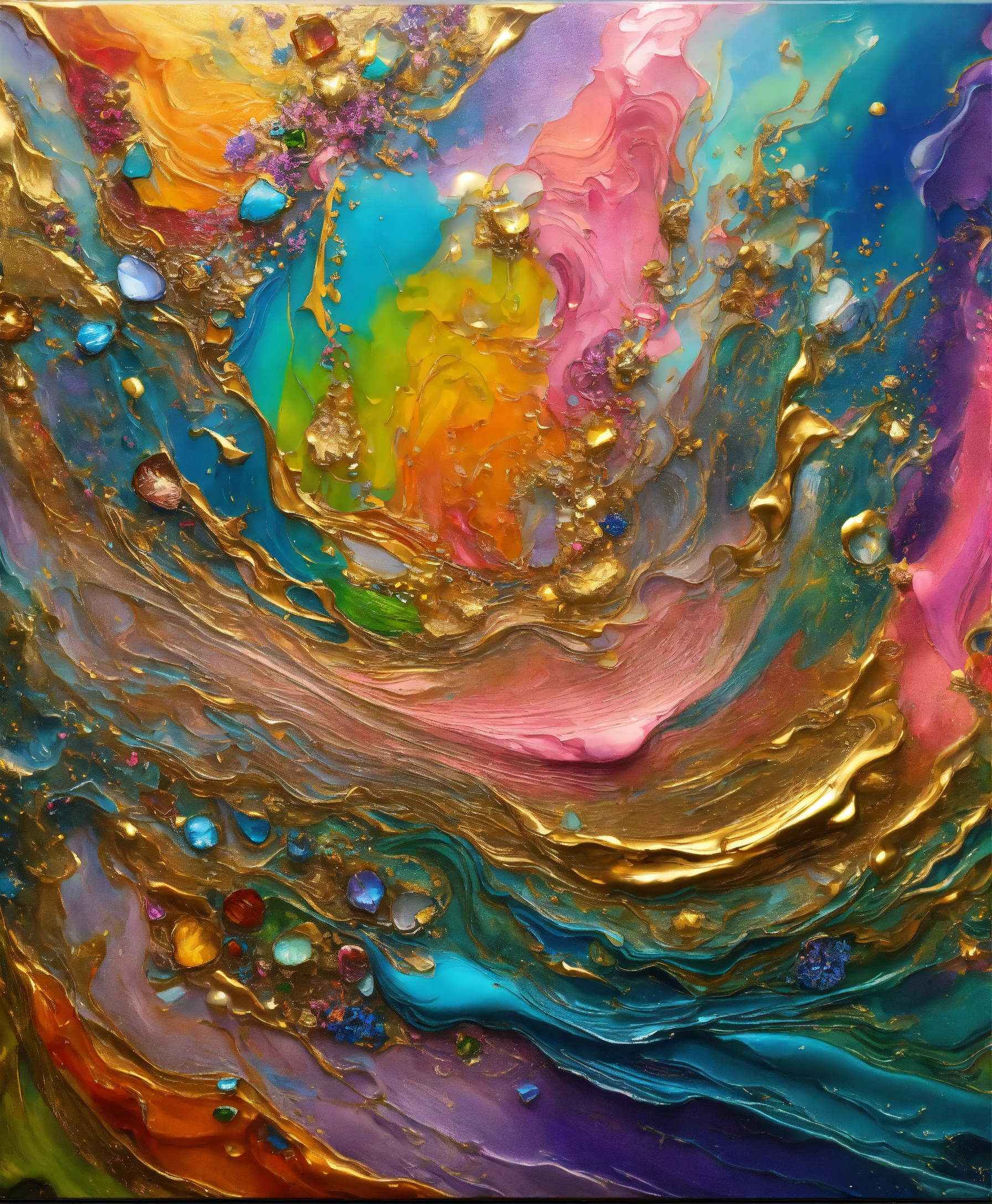 Lexica - Colorful abstract painting oil and water complex complicated ...