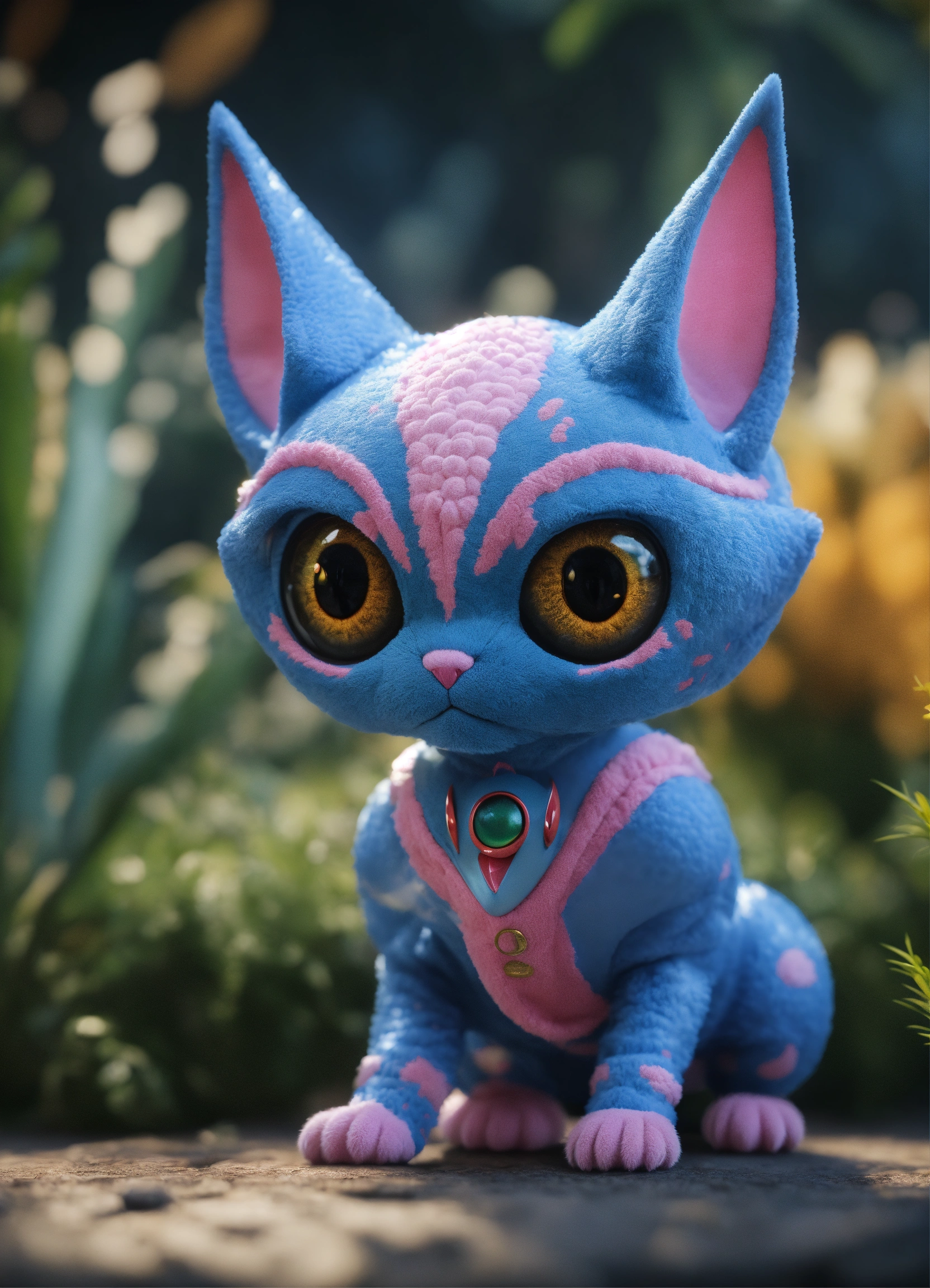 Lexica - Alien creature mutated with cat and pokemon , indigo eyes ...