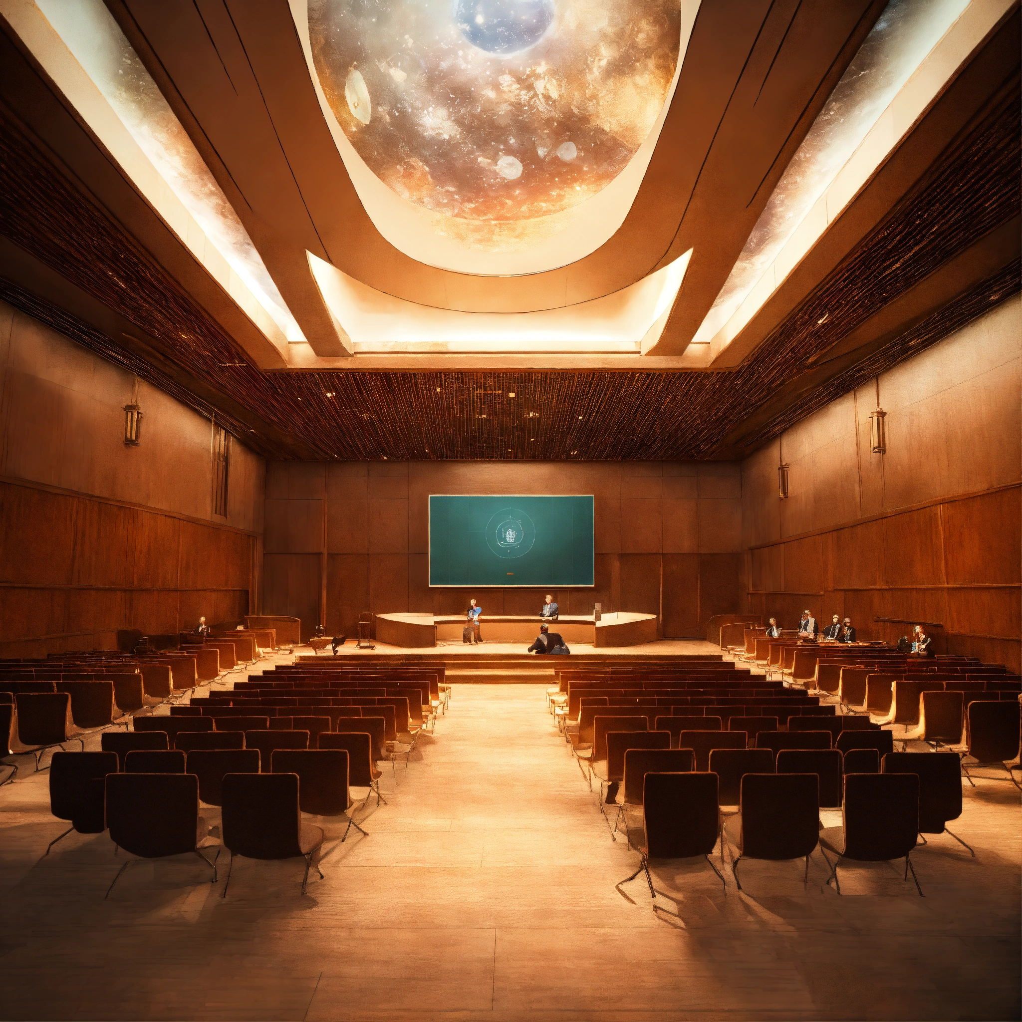 Lexica - Futuristic lecture hall with some young noblemen taking part ...