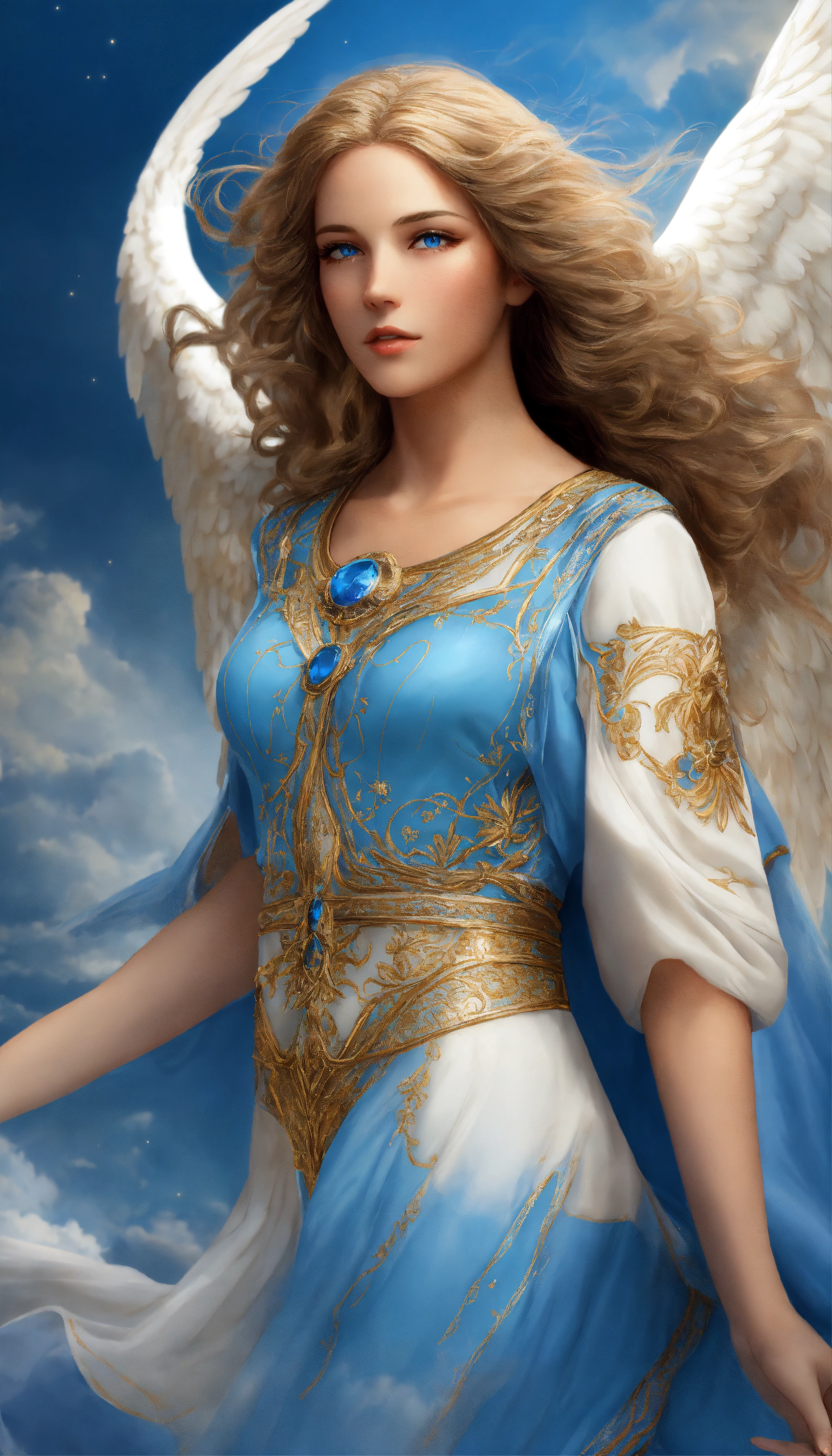 Lexica - Beautiful and perfect guardian angel with defined blue wings ...