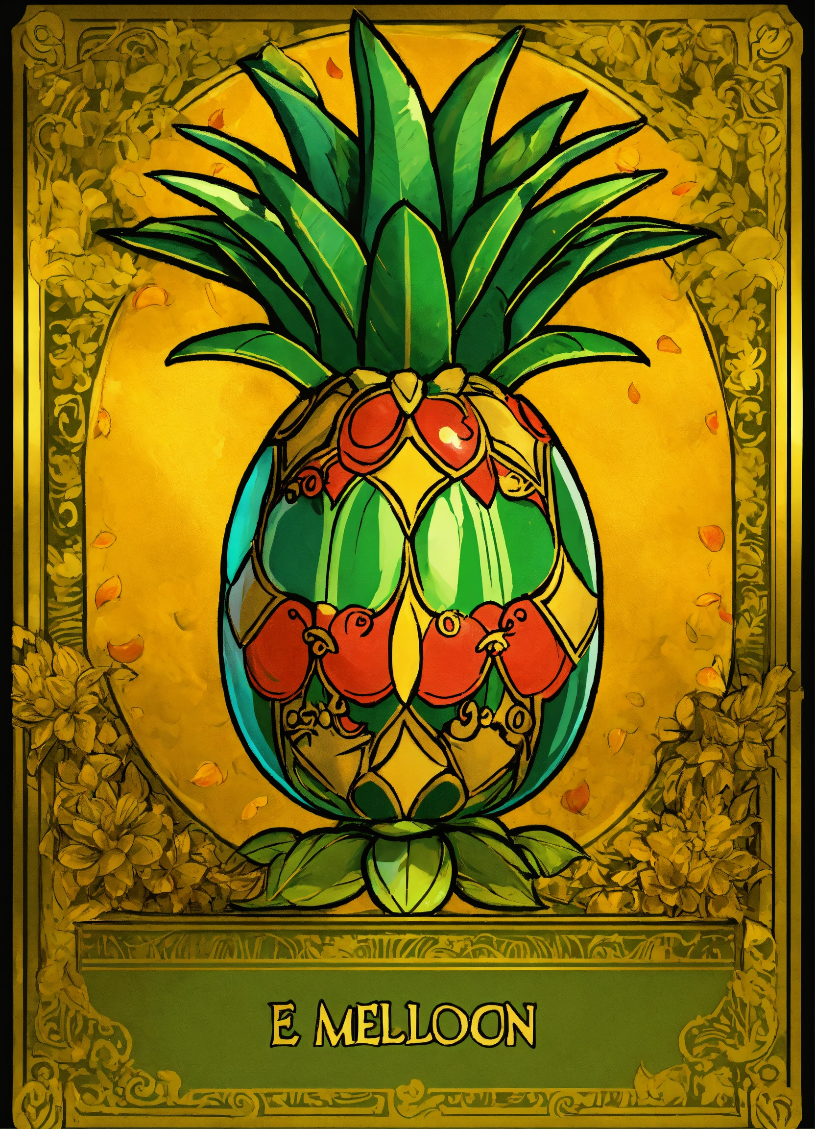 Lexica - A Ananas melon, pulp color organge based on the card "el melón ...