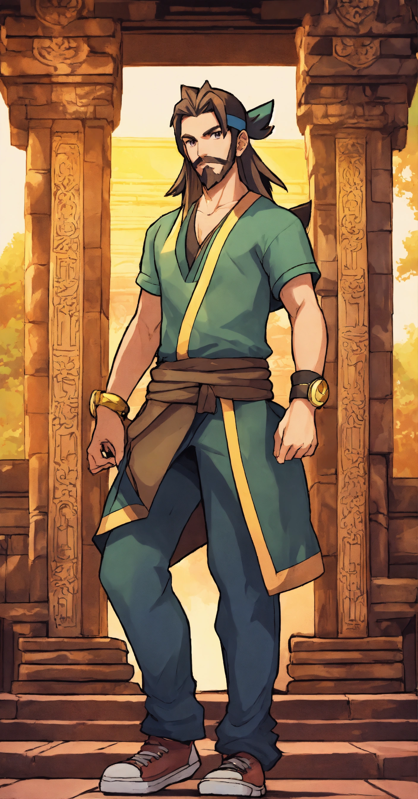 Lexica - A Pokemon trainer guy 30 years old with long hair and short ...