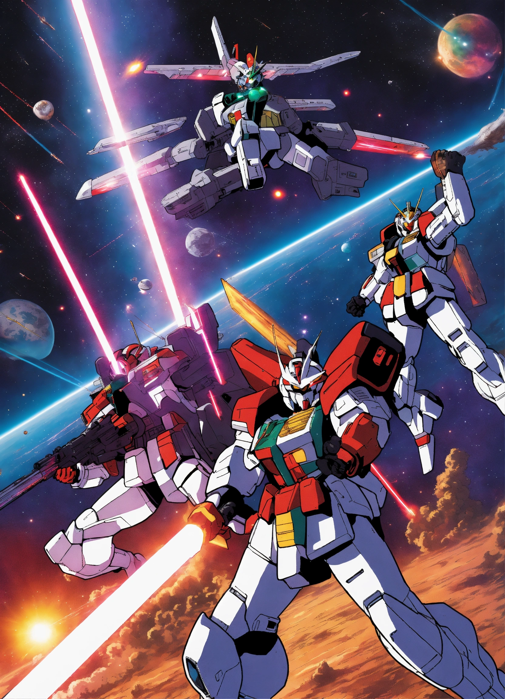 Lexica - 80s anime style black characters gundam pilots laser swords ...