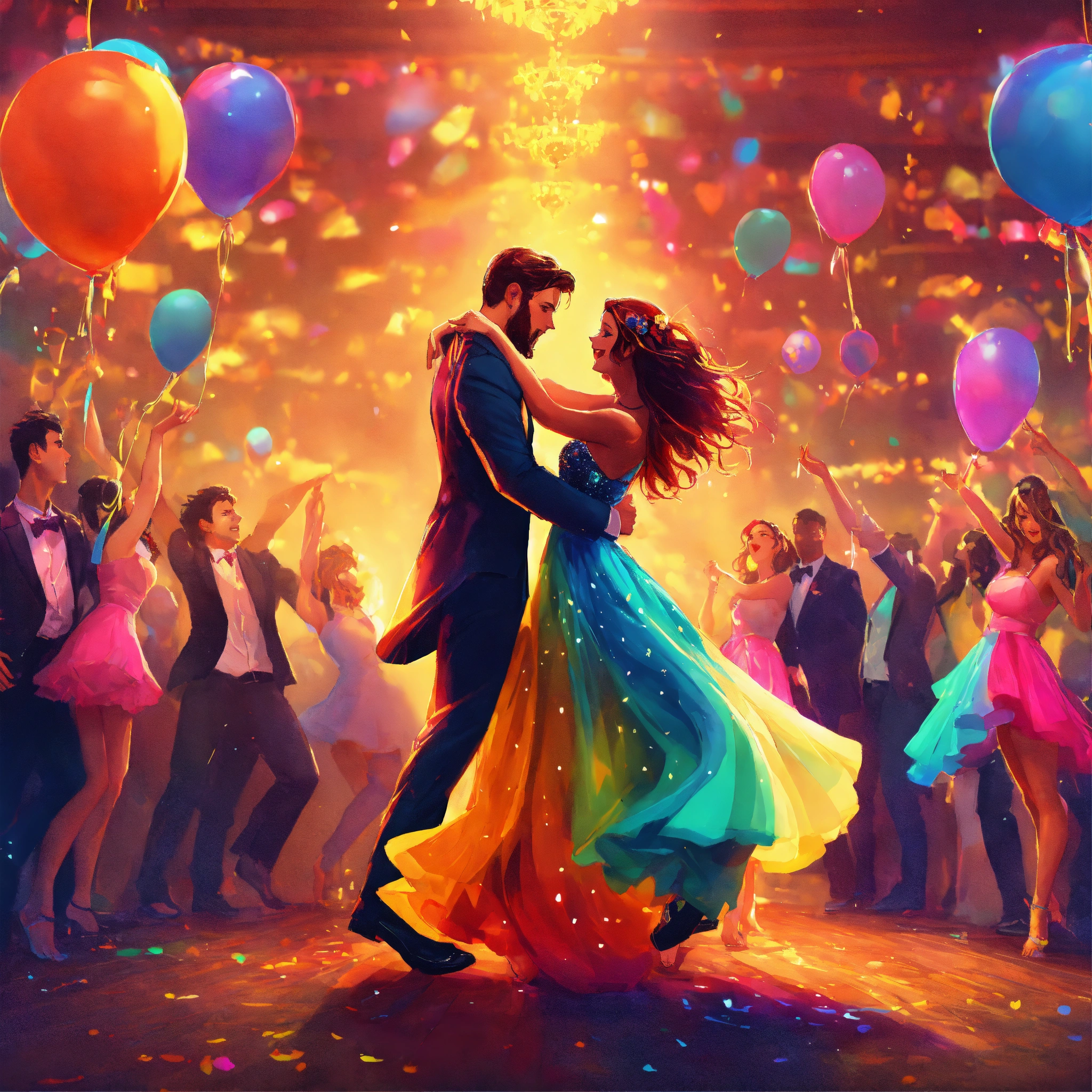 Lexica - Colorful art of crazy prom dance 8k wallpaper, barefoot