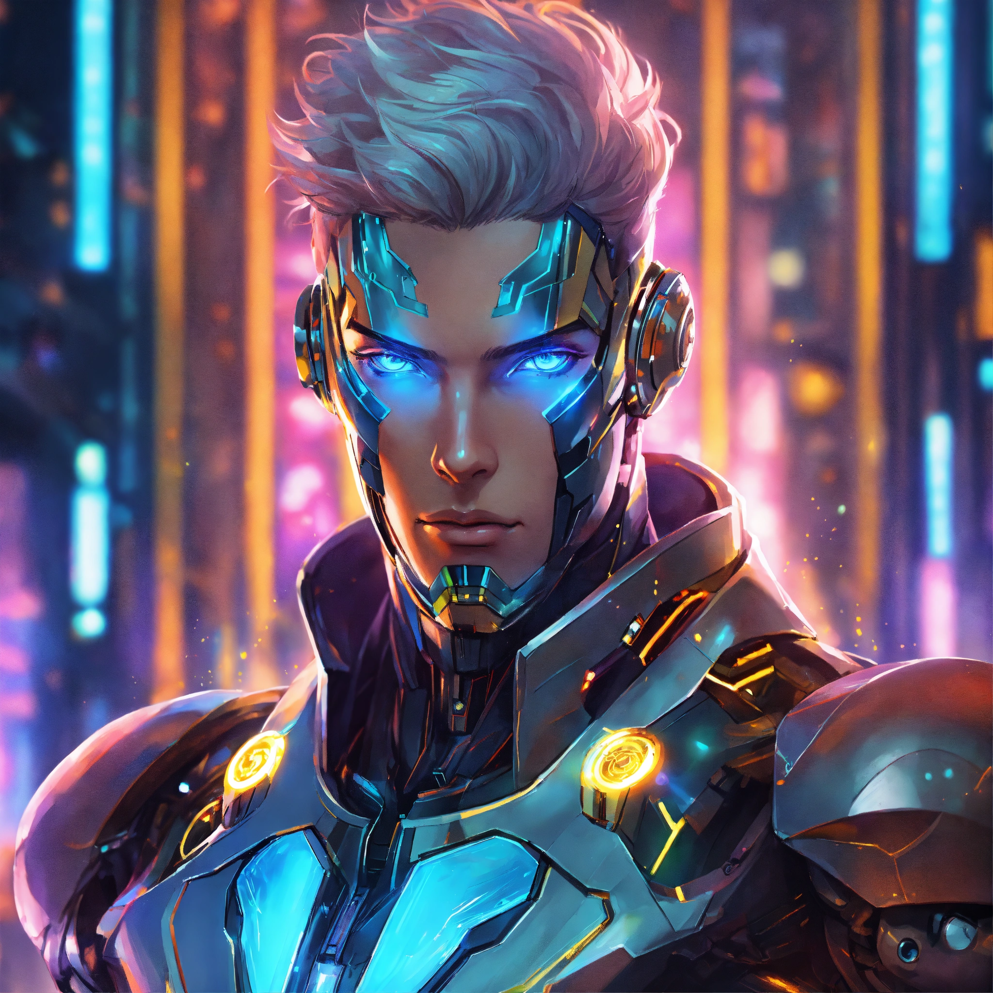 Lexica - Abstract style anime art of a magical male futuristic android ...