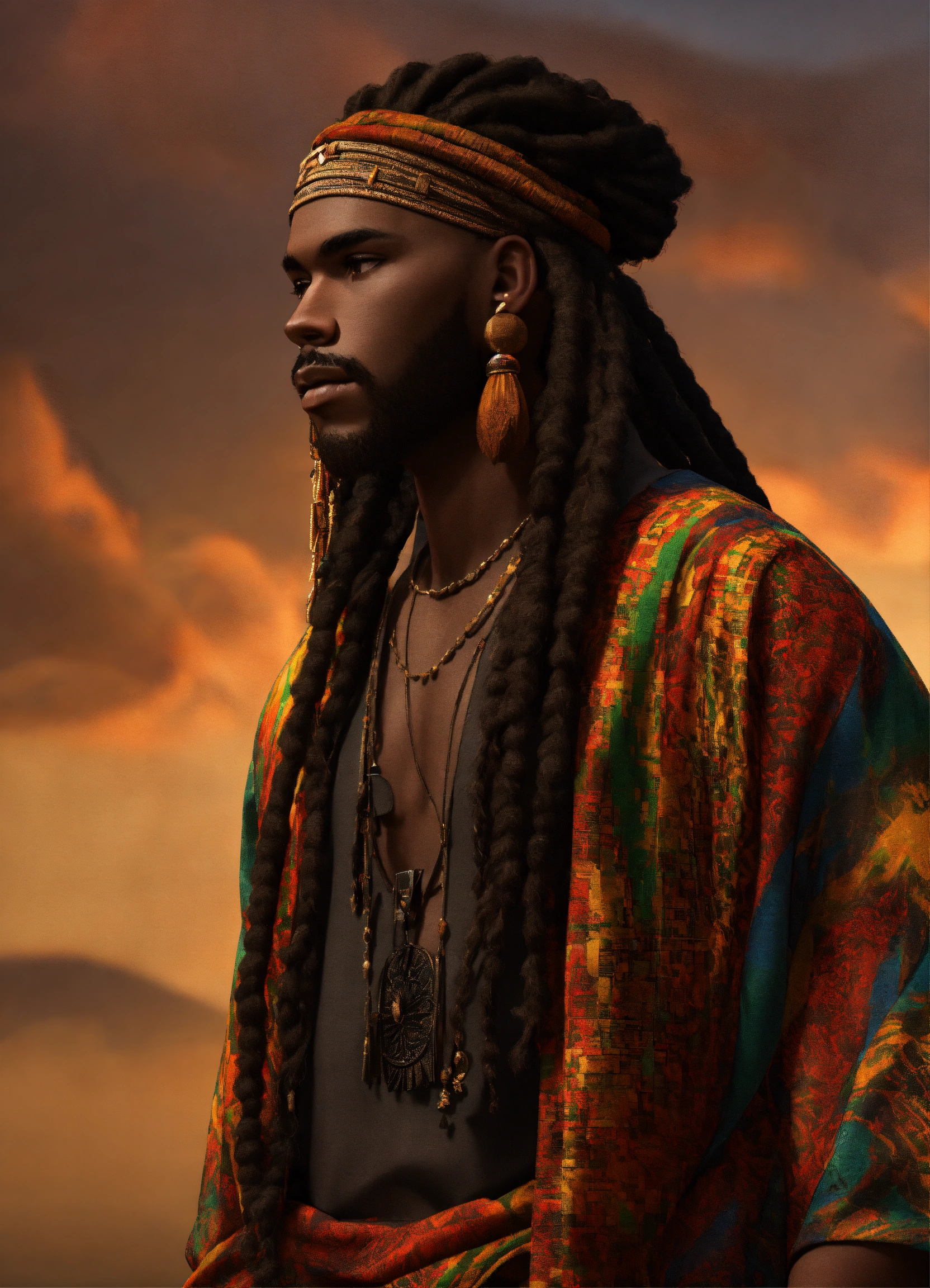 Lexica - 3d render of a Black man with long flowing dreadlocks, 6'5 ...