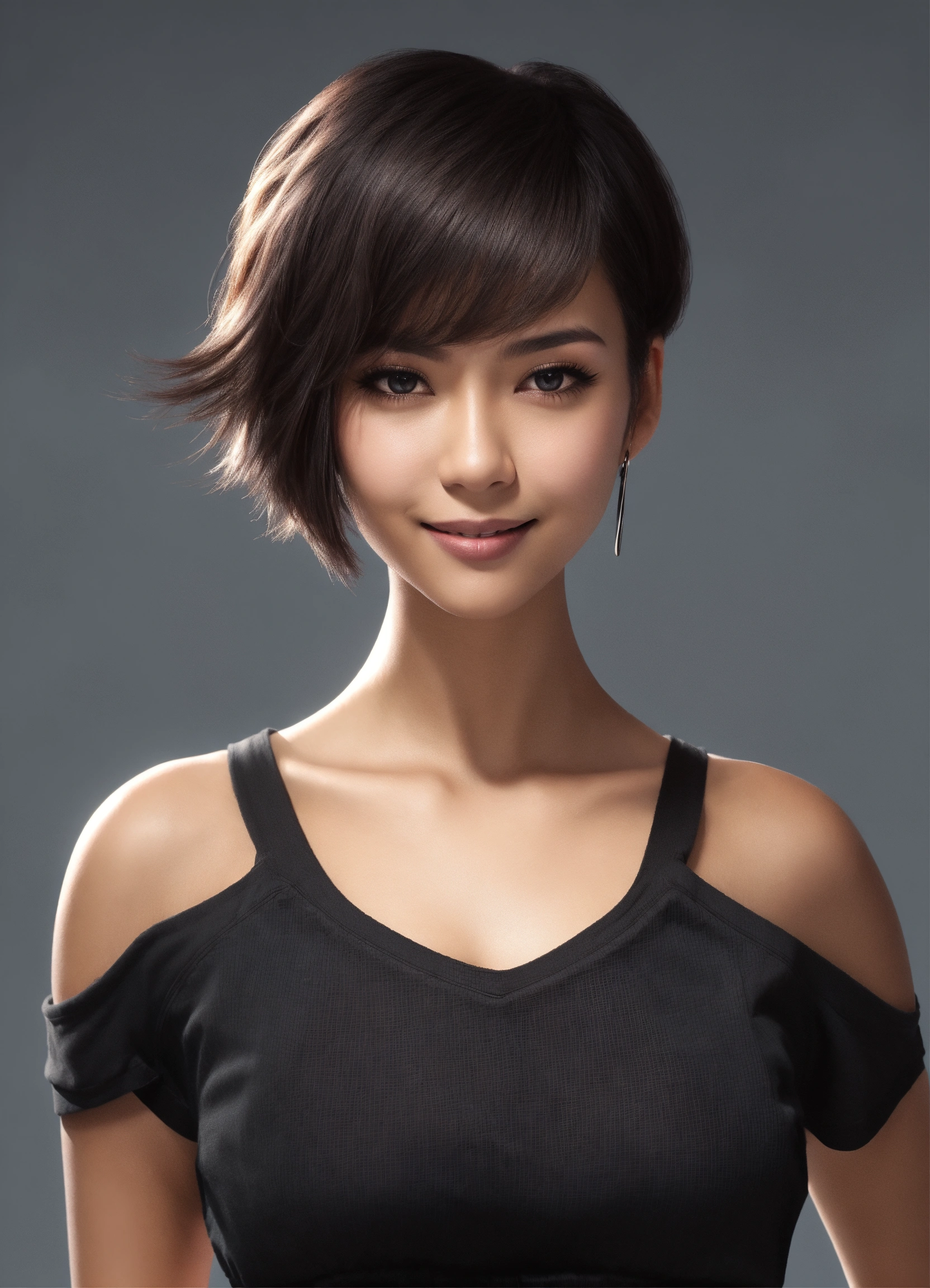 Lexica - , no shadows TONI, MAYA, Tan skin, gorgeous woman, white background, short hair ...