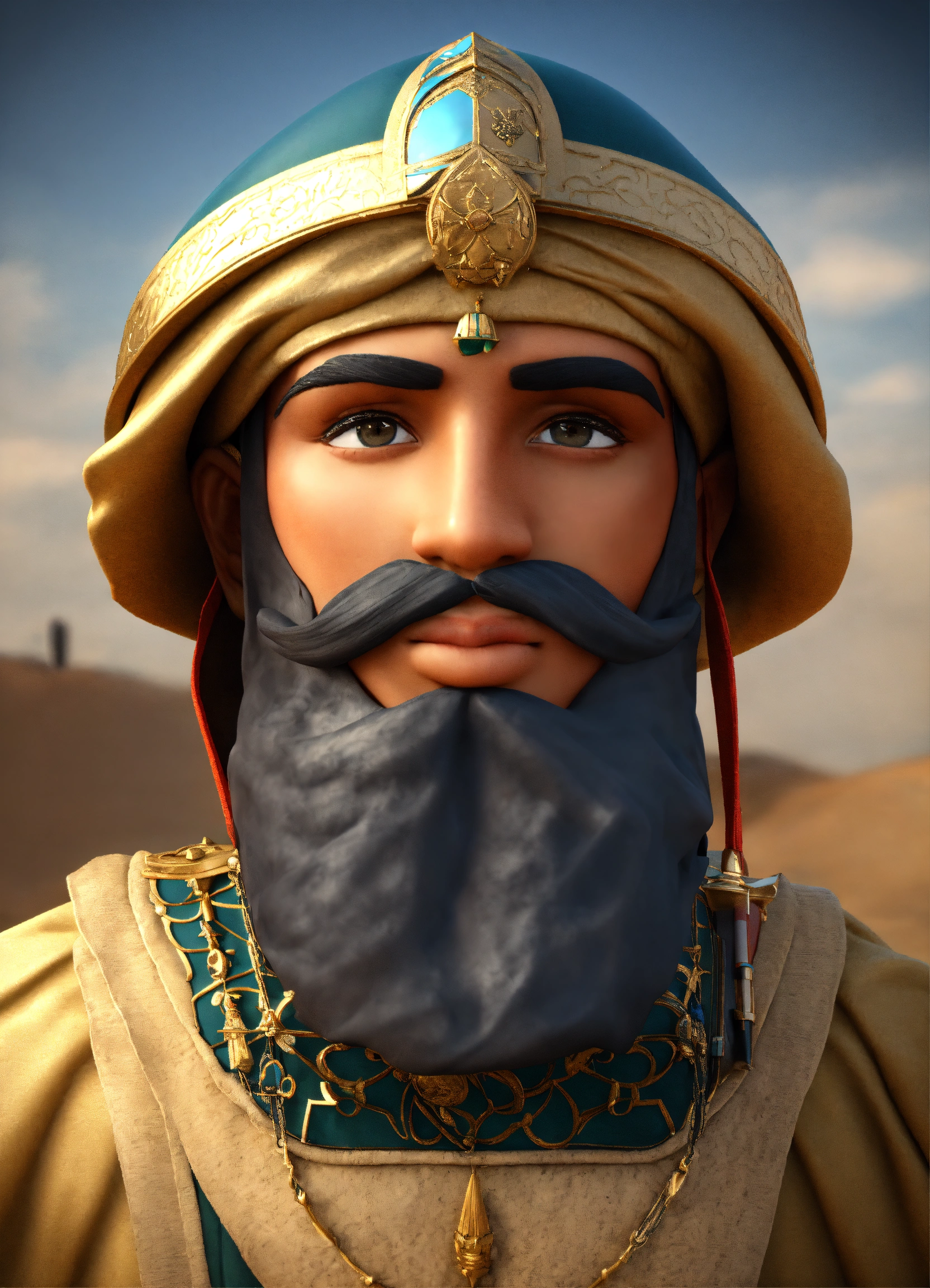 Lexica - Arab, moslem, mascot 3d, war , commander , troops