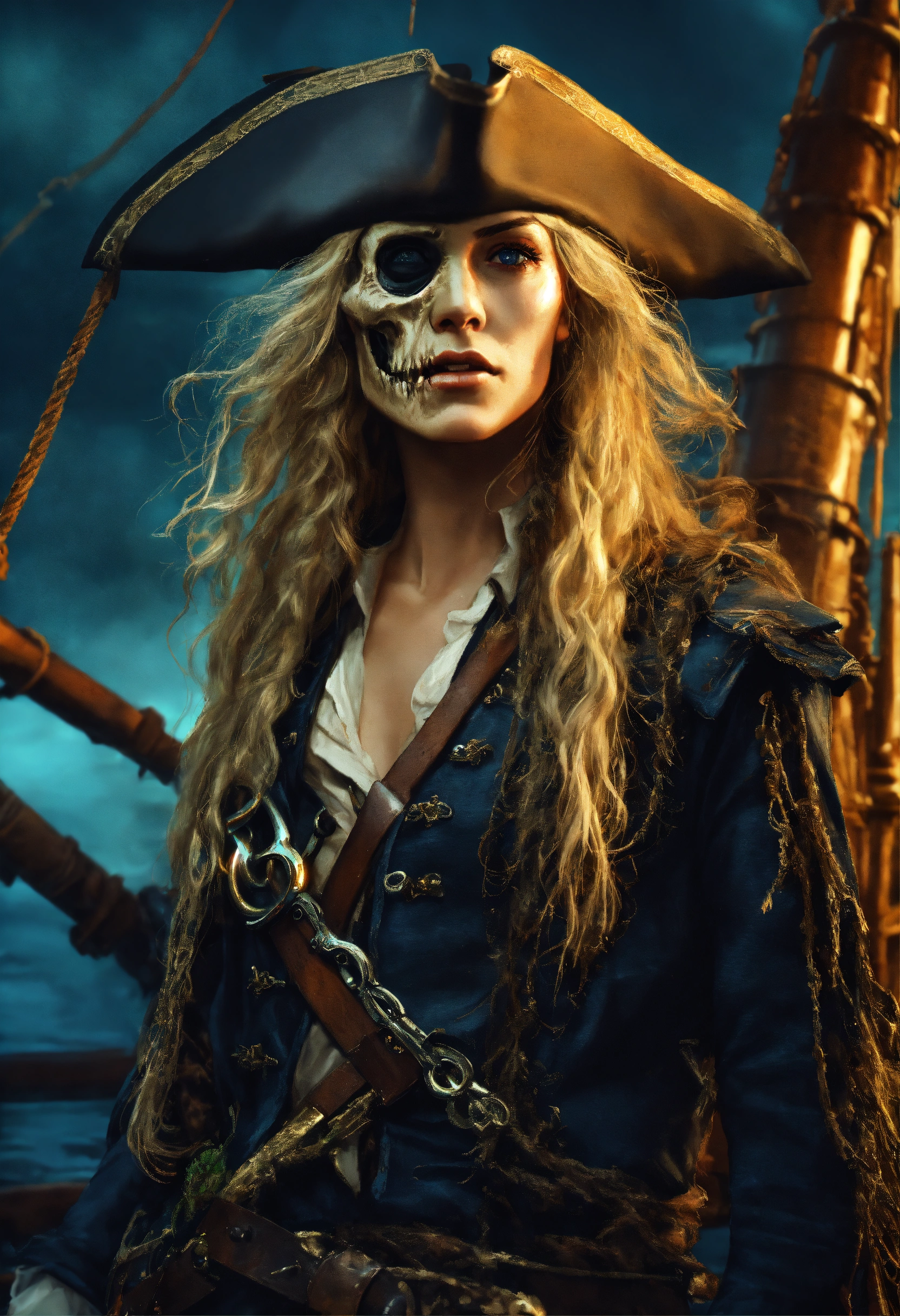 Lexica - Photorealistic, close up, beautiful savage pirate facing the ...