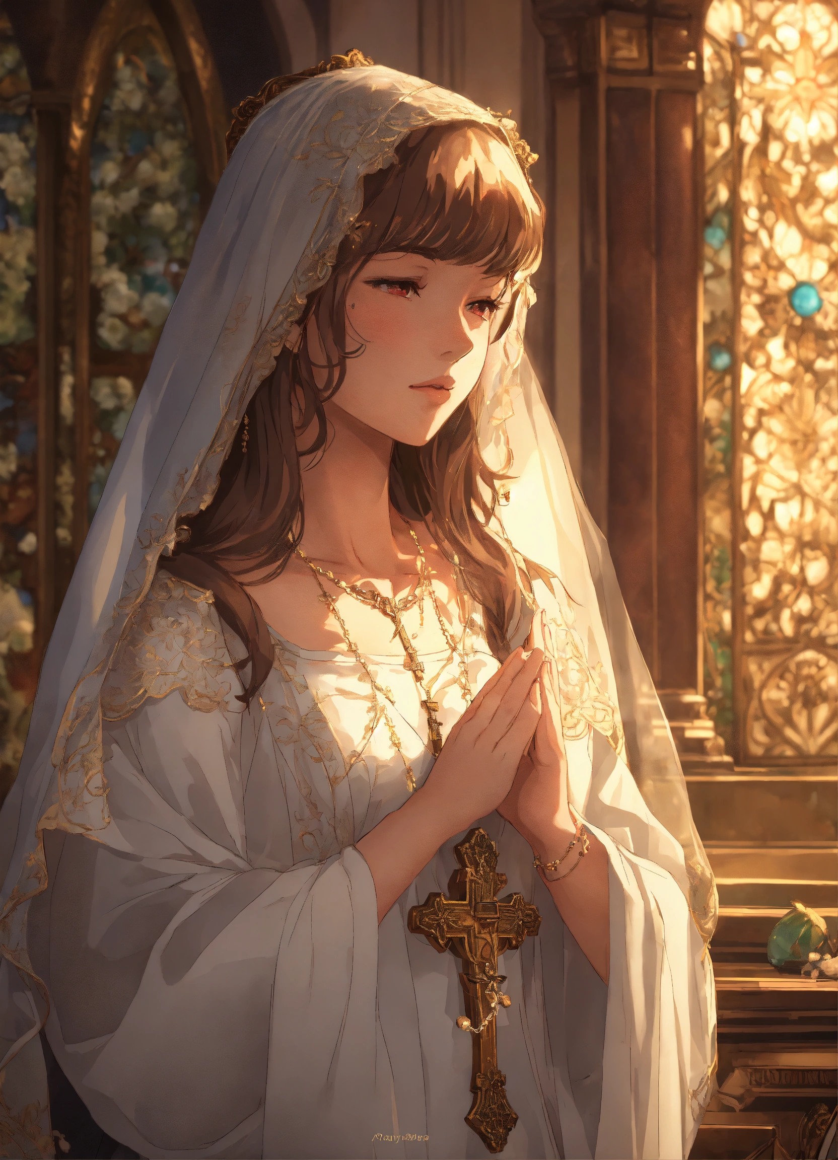 Lexica - Anime art of a girl, young, beautiful, veil, detailed scene ...