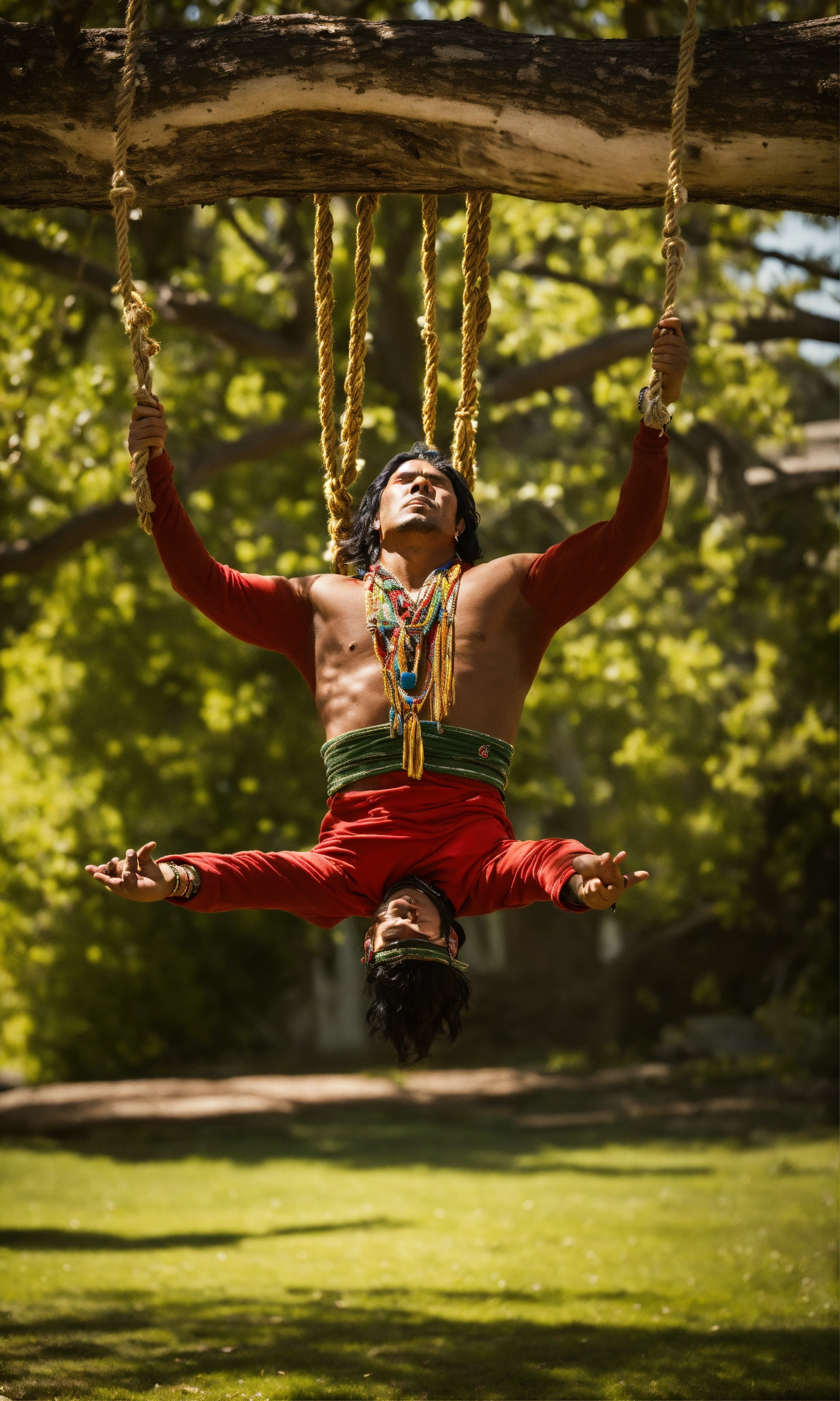 Lexica - Cinematic image of indigenous man of North America hanging ...